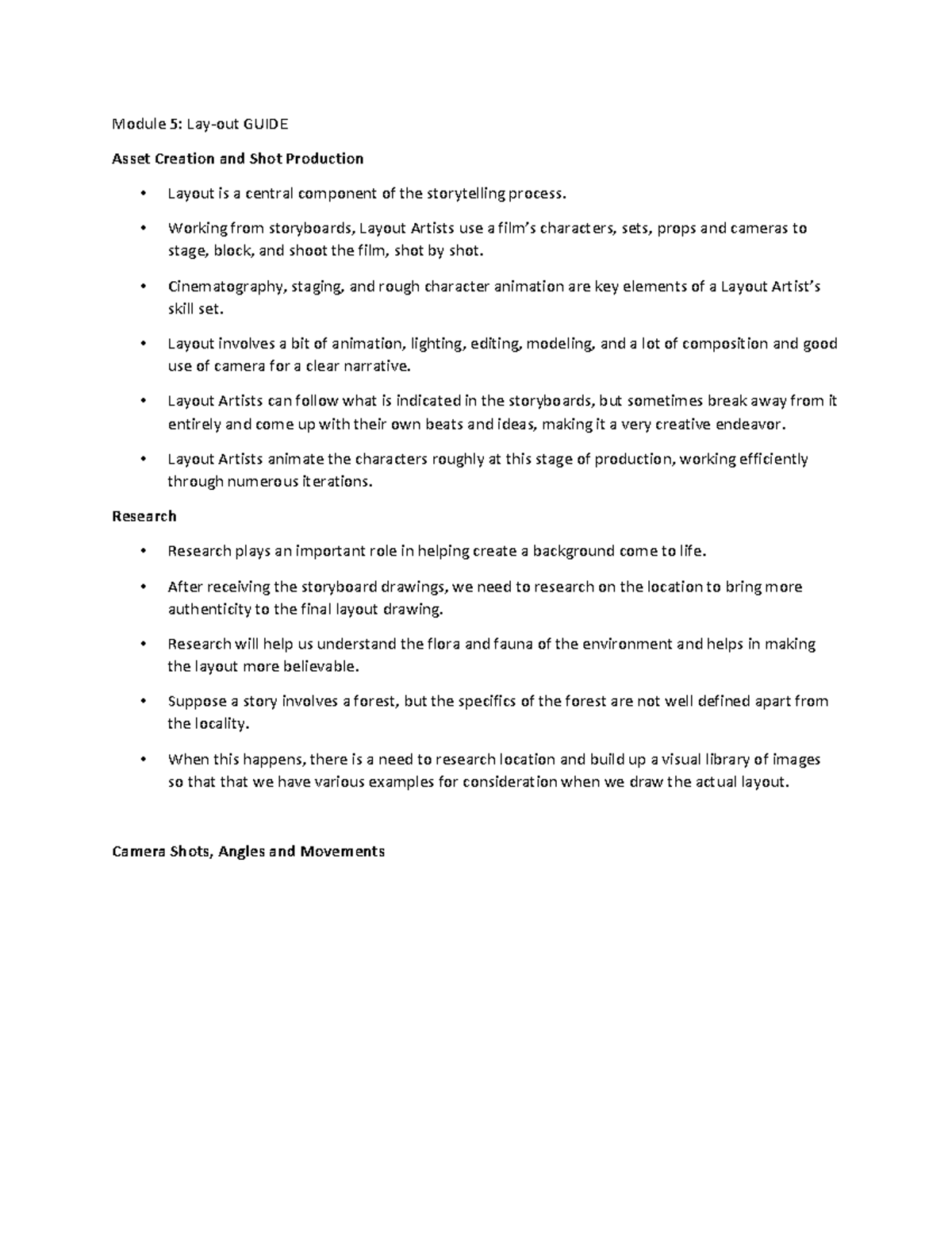 Mod 5 Production 1 LAY OUT Guide 1 Module 5 Lay out GUIDE Asset