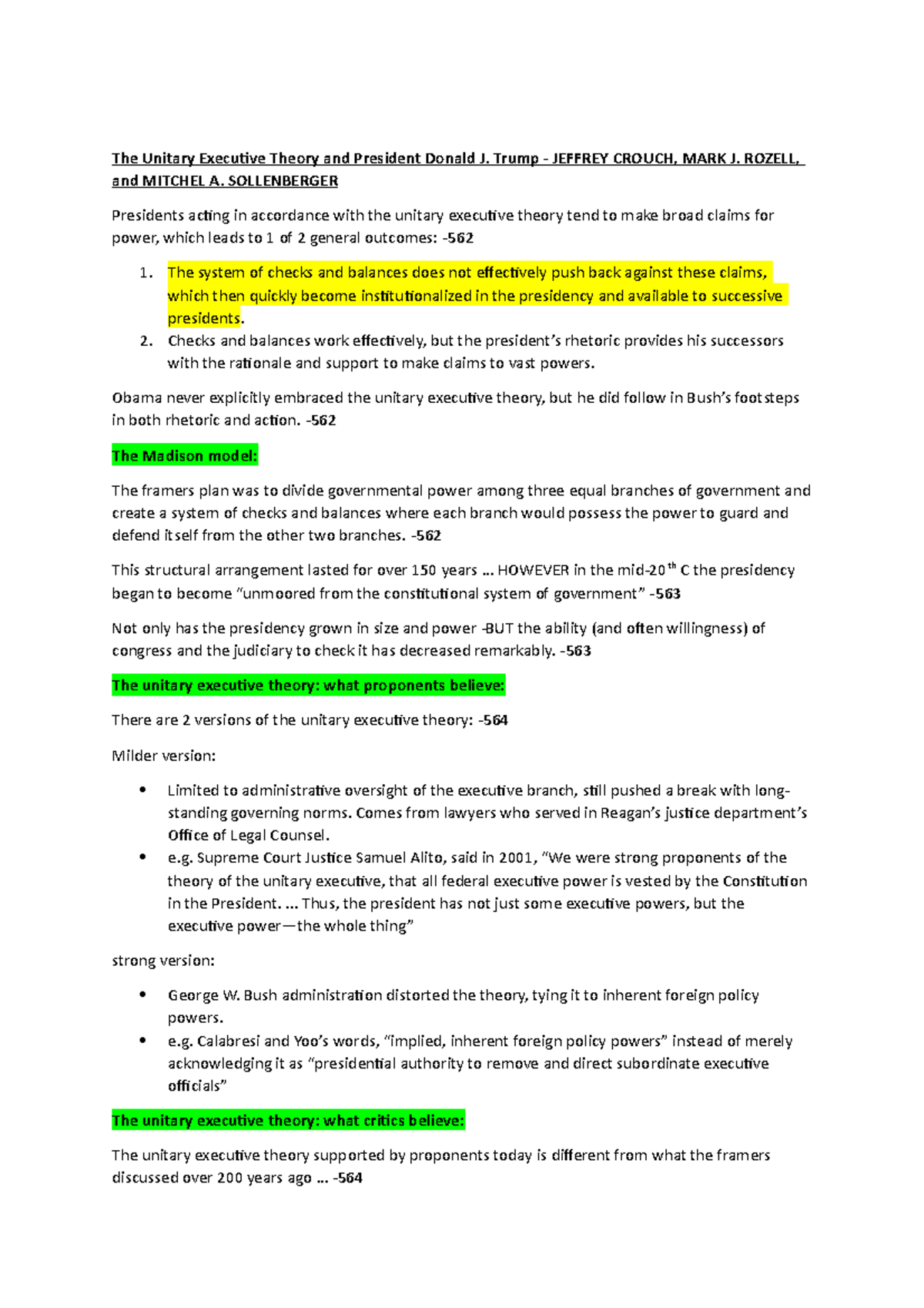 The Unitary Executive Theory and President Donald J. Trump - Trump ...