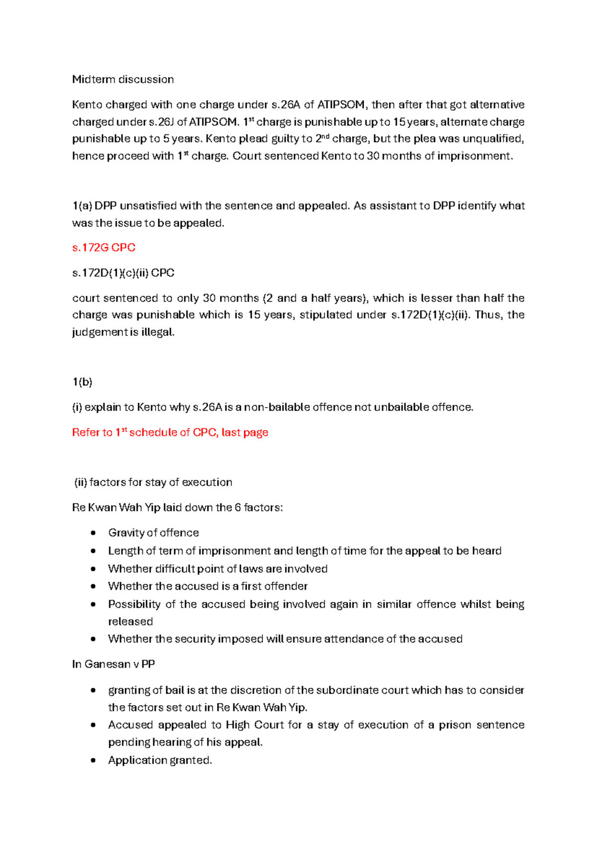 Midterm discussion 2024 - Midterm discussion Kento charged with one ...