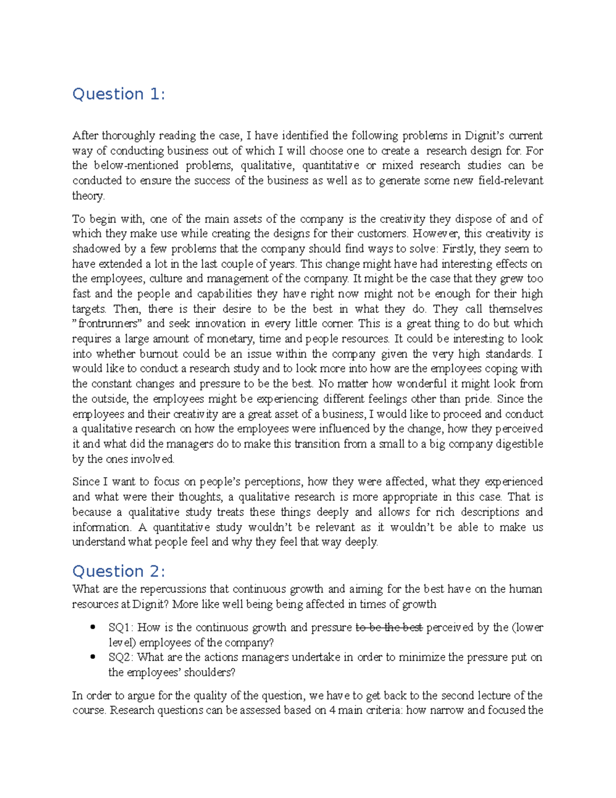 Exam 2019 + self made solution - Question 1: After thoroughly reading ...