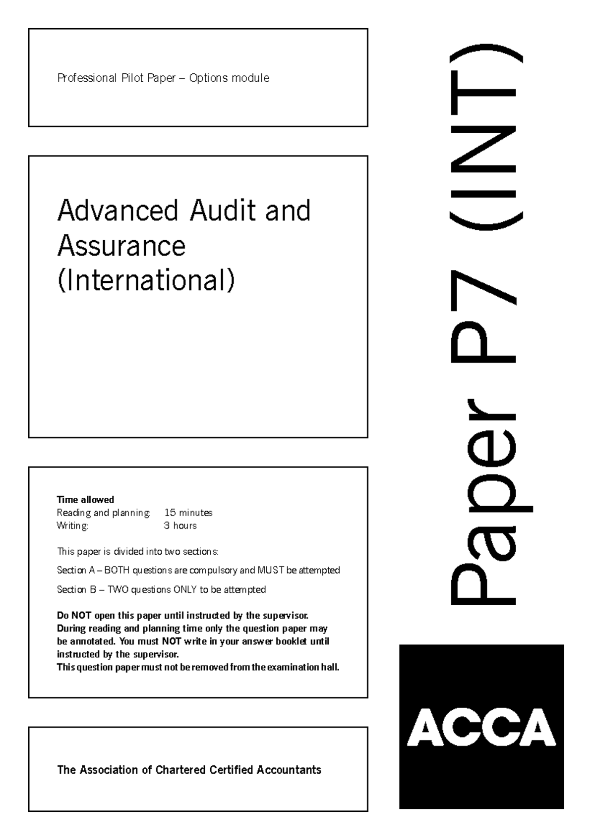 P7int 2006 dec pilot q and a - Advanced Audit and Assurance ...
