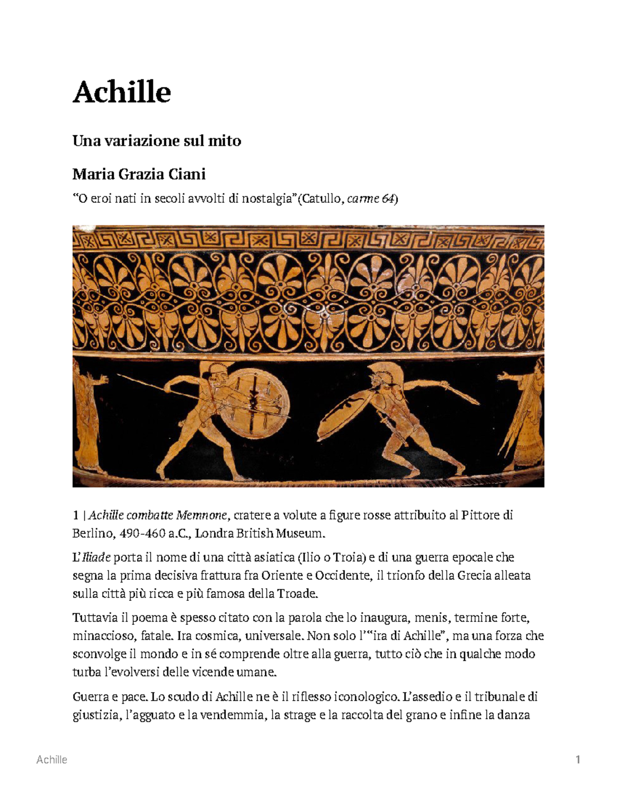 Engramma - Achille - Achille Ԇ Achille Una variazione sul mito Maria ...