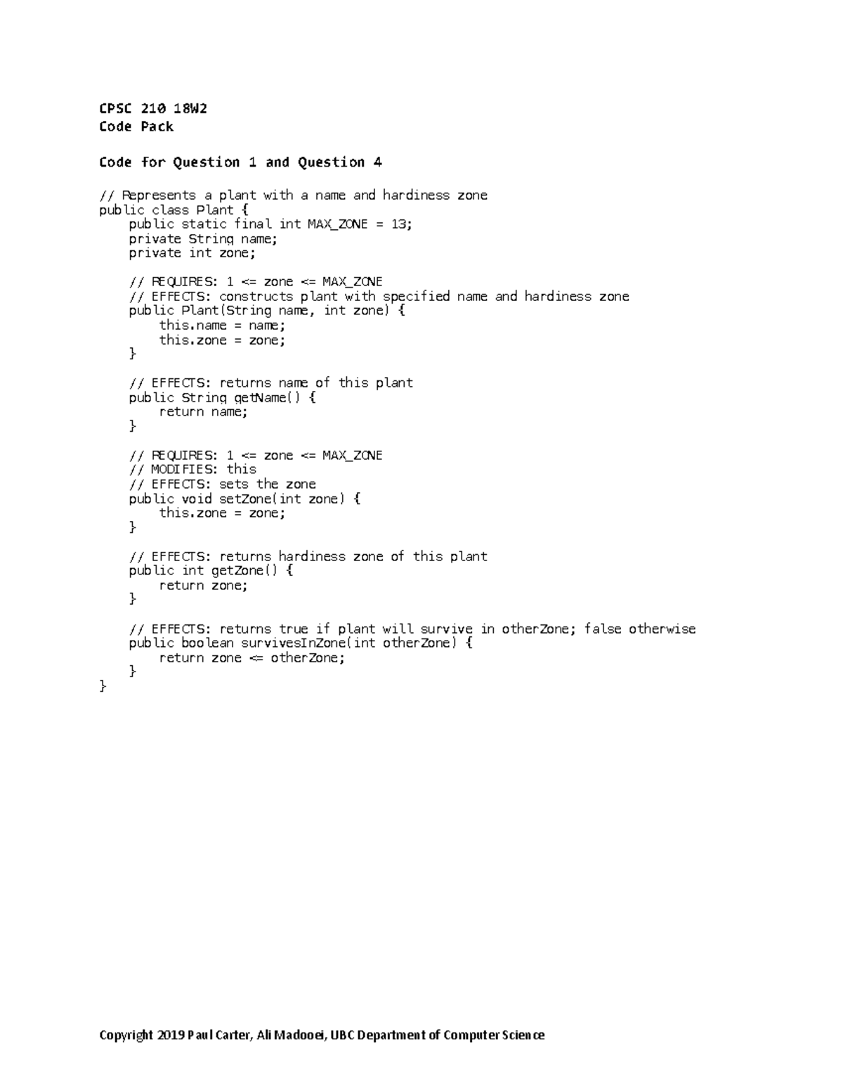 Midterm 12 August 2018, questions - Warning: TT: undefined function: 32 CPSC 210 18W Code Pack ...