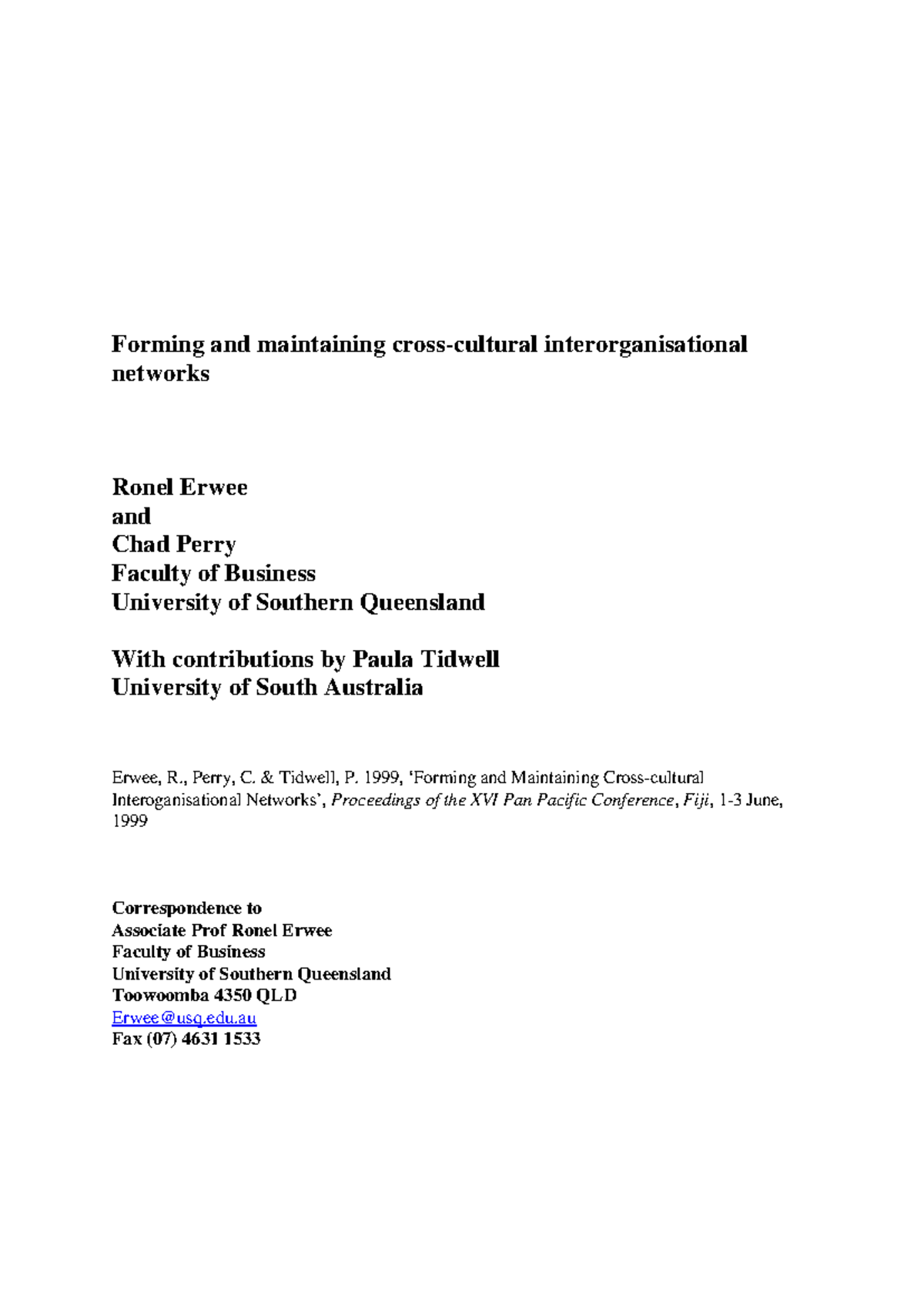 Erwee Perry Tidwell - Forming and maintaining cross-cultural ...