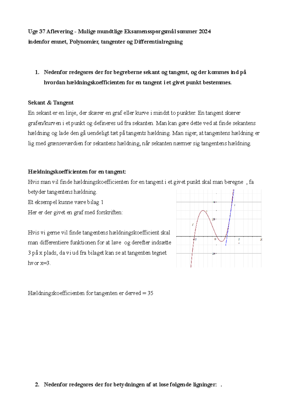 Uge 37 Aflevering - Uge 37 Aflevering - Mulige mundtlige ...