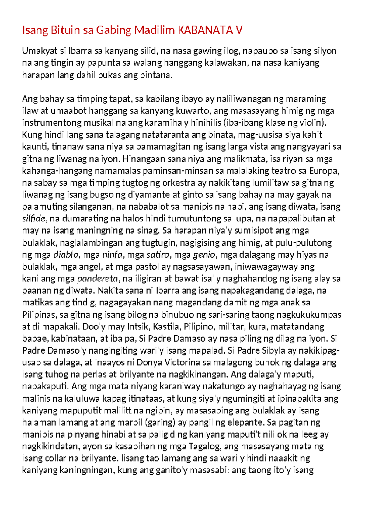 Kabanata 4 - noli - Isang Bituin sa Gabing Madilim KABANATA V Umakyat ...