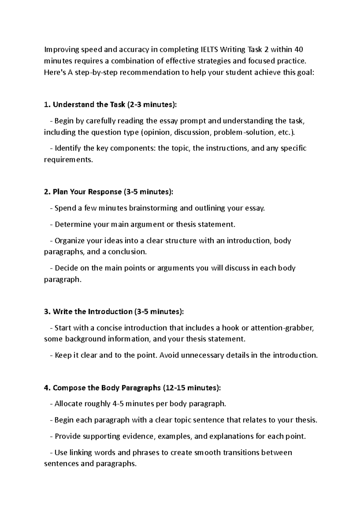 Improving Speed And Accuracy In Completing Ielts Writing Task 2 Within 40 Minutes Improving
