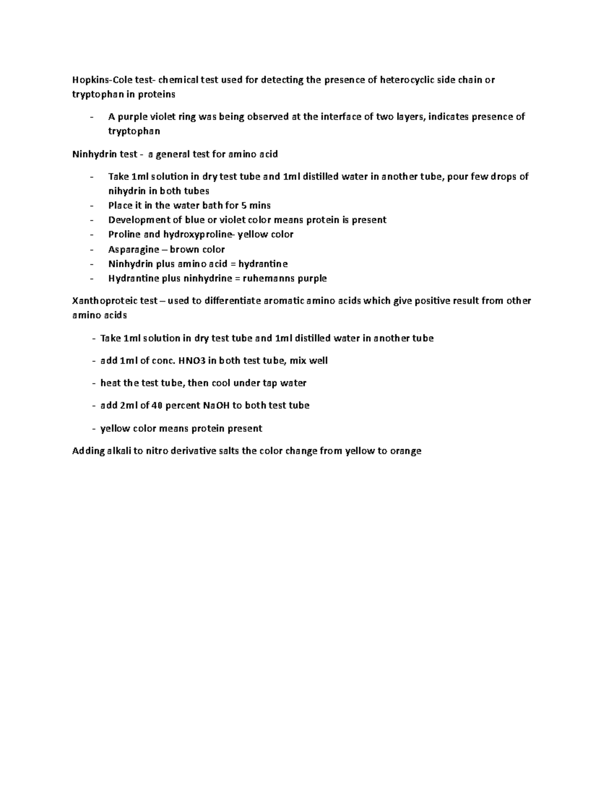 Hopkins-cole, ninhydrin and xanthoproteic test - Hopkins-Cole test ...