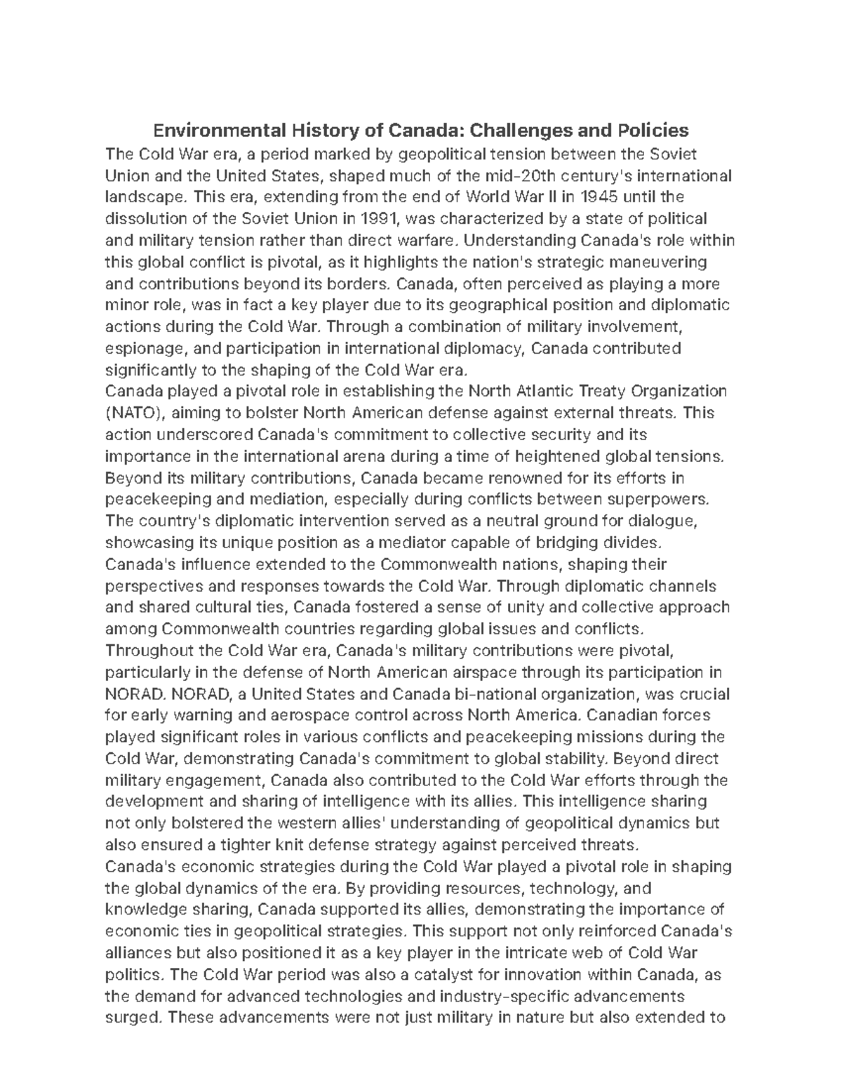 Environmental History of Canada: Challenges and Policies - This era ...