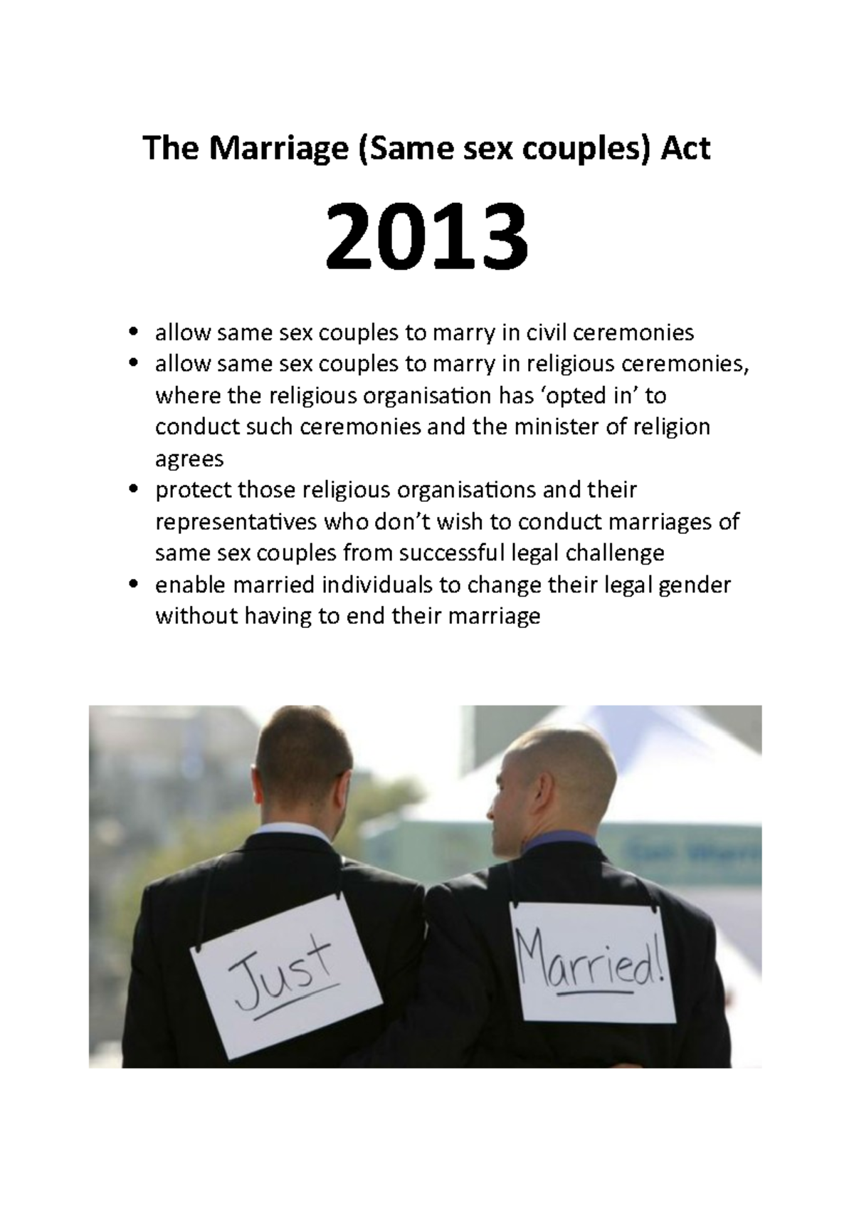 Key Family Policies - The Marriage (Same sex couples) Act 2013 allow ...