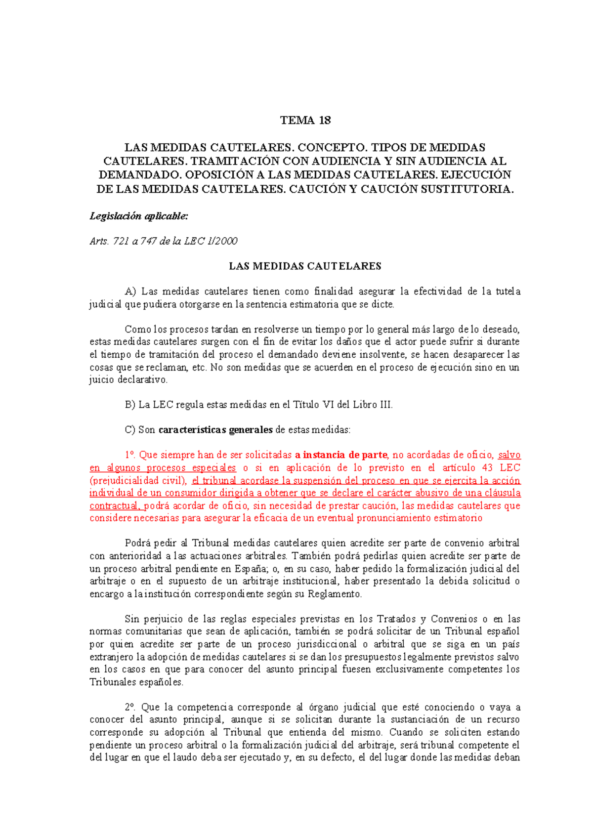 TEMA 18 Medidas Cautelares - TEMA 18 LAS MEDIDAS CAUTELARES. CONCEPTO ...