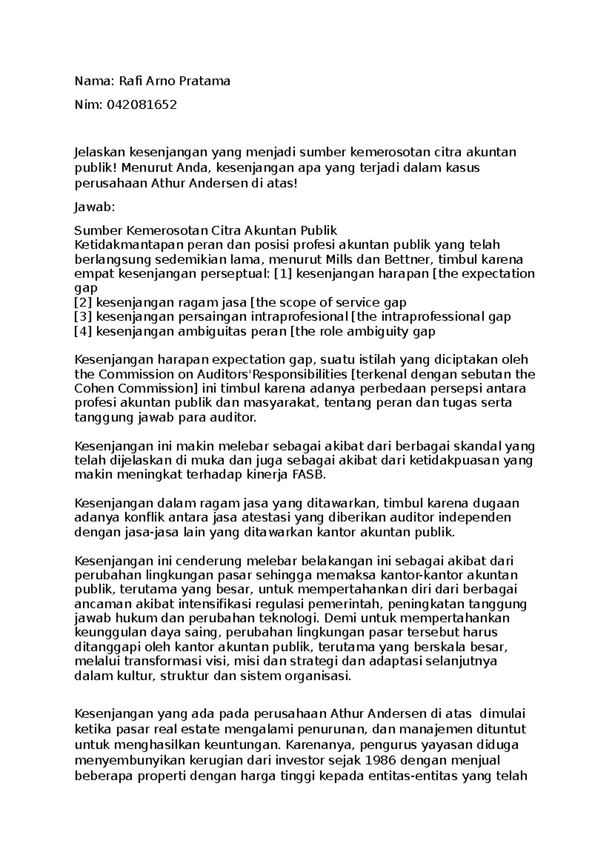 Tugas 1 auditing - please - Nama: Rafi Arno Pratama Nim: 042081652 ...