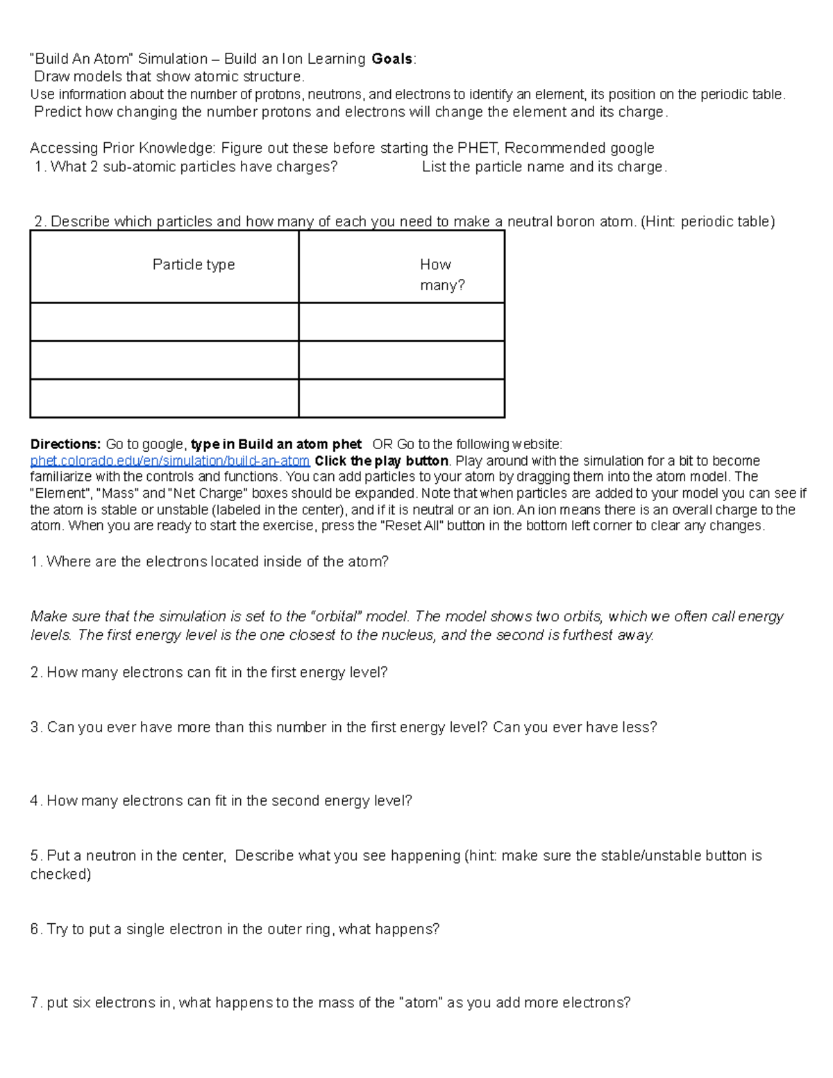 Geosci - 1.5 Assignment 1 - Build an Atom - “Build An Atom” Simulation ...