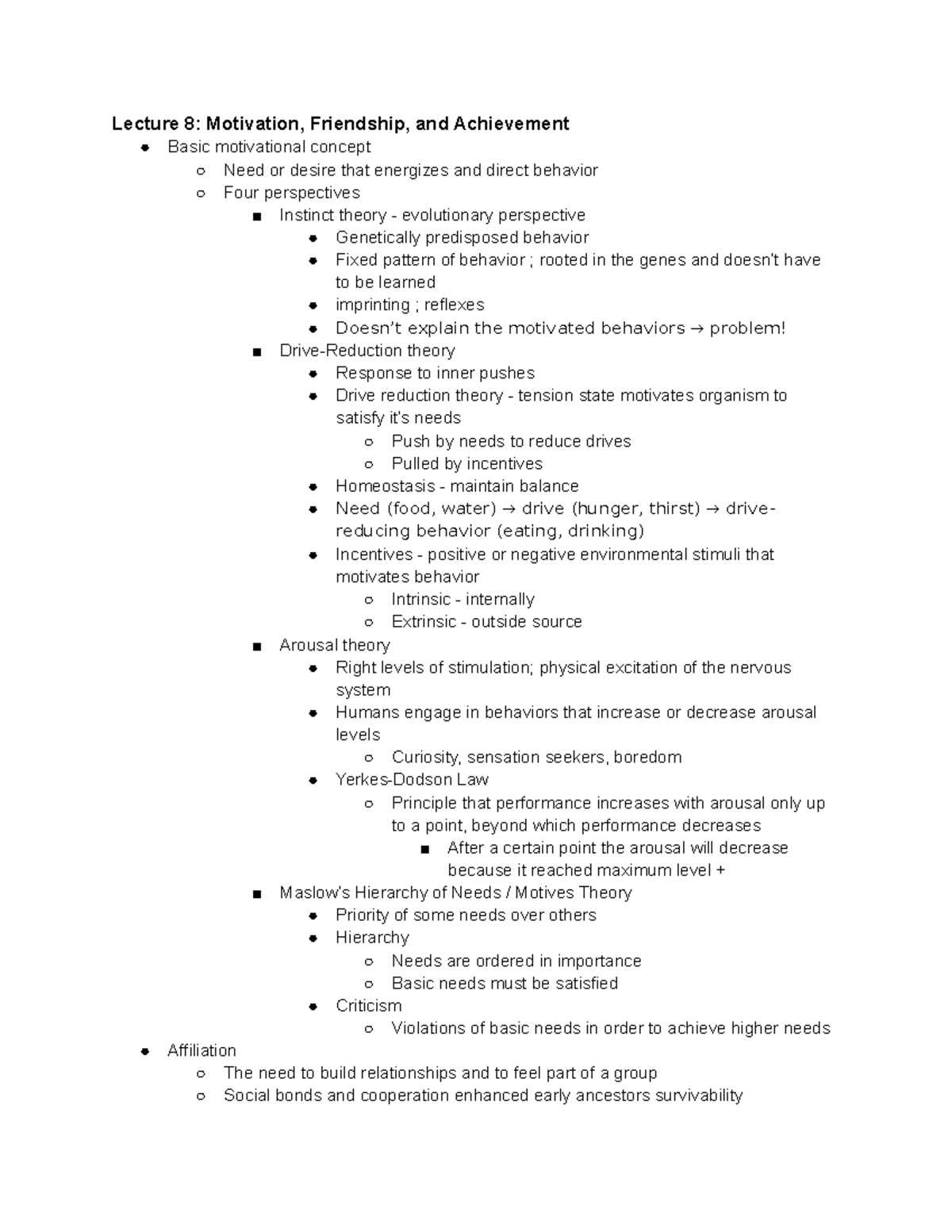 Lecture 8 8 10 - notes - Lecture 8: Motivation, Friendship, and ...
