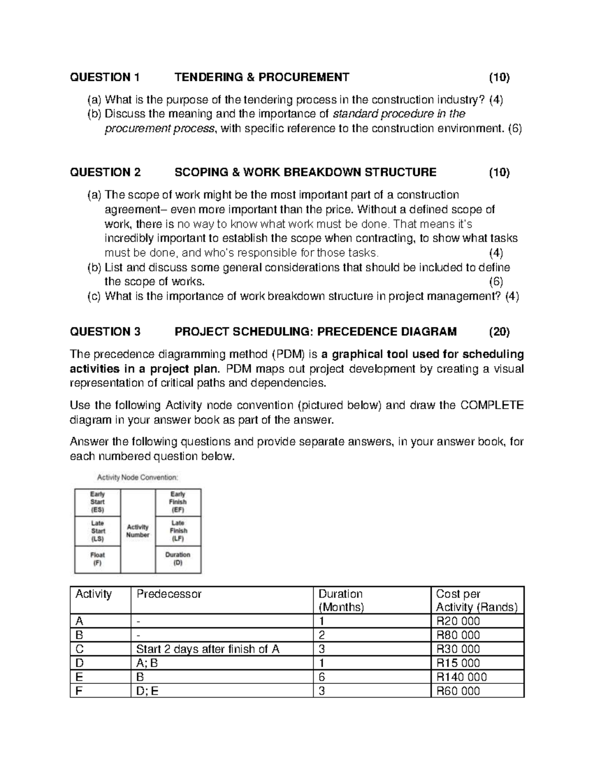 2.2 ENM260S Paper FISA SEM1 2023 - QUESTION 1 TENDERING & PROCUREMENT ...