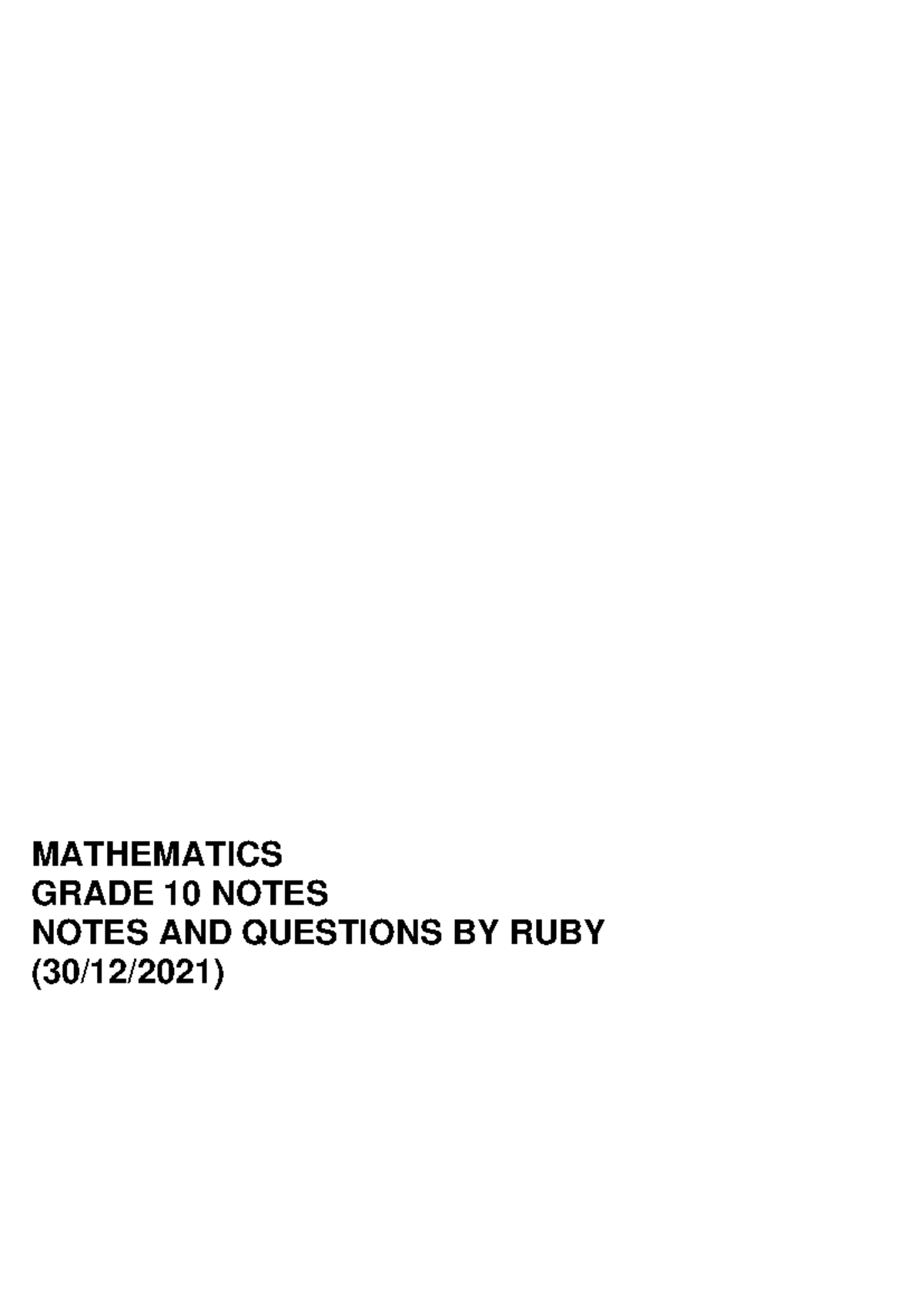 Mathematics Grade 10 Notes - Grade MMATHE MATHEMATICS GRADE 10 NOTES ...