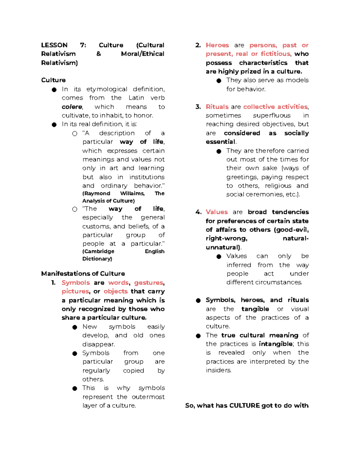 Lesson-7-Culture - Ethics - LESSON 7: Culture (Cultural Relativism ...