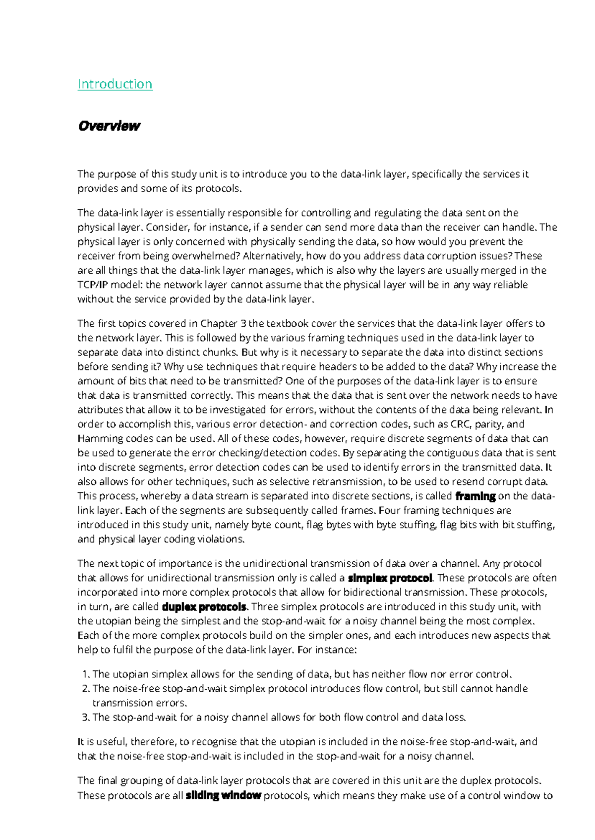 SU3 Data Link Layer - computer - Introduction The purpose of this study ...
