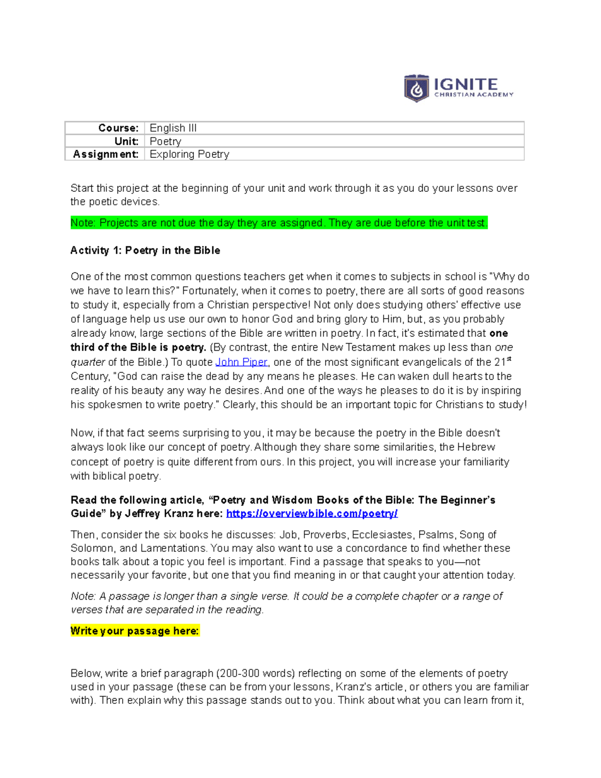 Last Name-L1105-Poetry Project - Course: English III Unit: Poetry ...