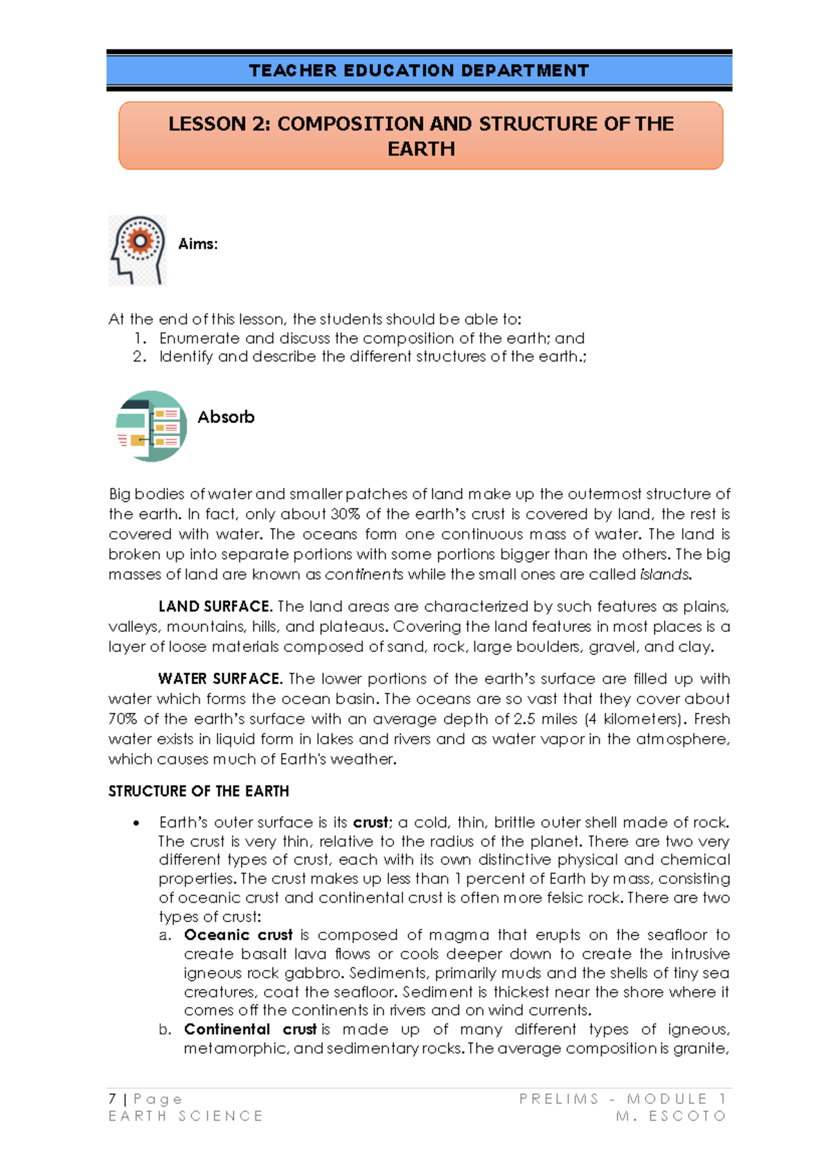 Lesson 02 and 03 - MY NOTES - 7 | P a g e P R E L I M S - M O D U L E 1 ...