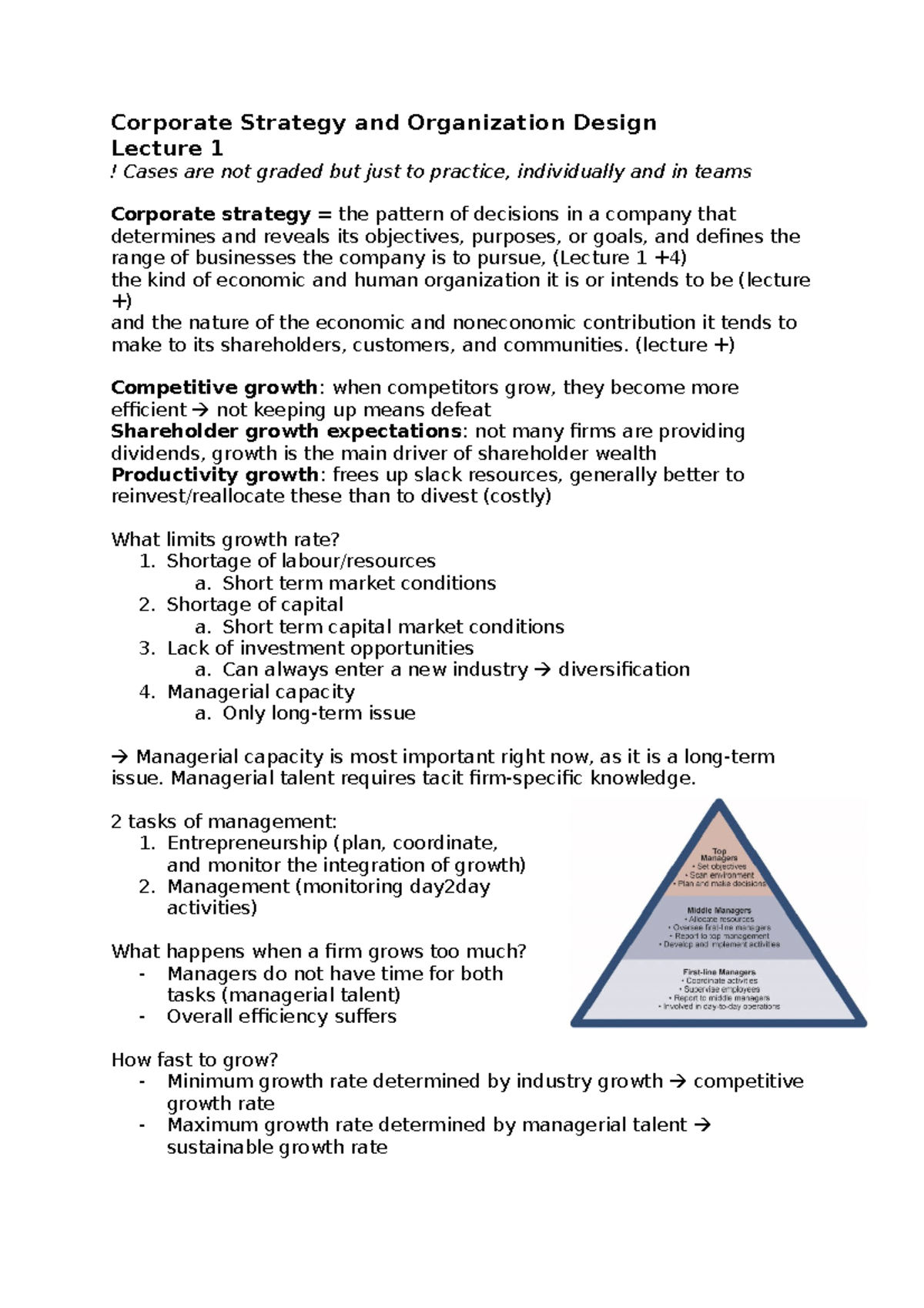 Corporate Strategy and Organization Design - UvA - Studeersnel