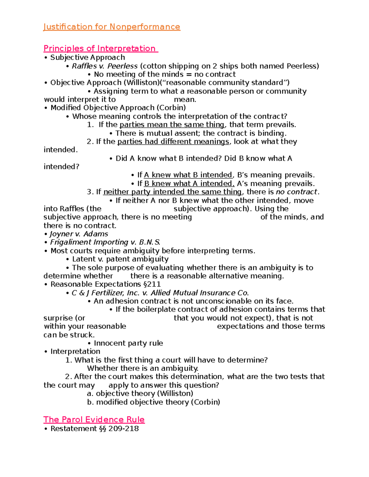 Pre-Midterm Outline - Principles of Interpretation ∙ Subjective ...