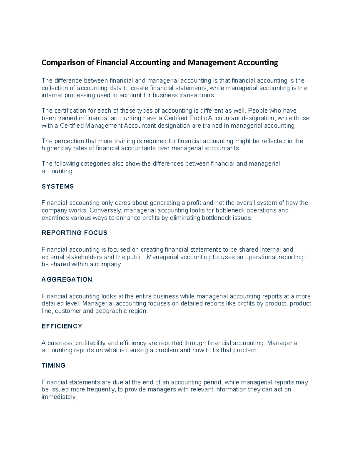 D) Cost Acctg Control - Comparison of Financial Accounting and ...