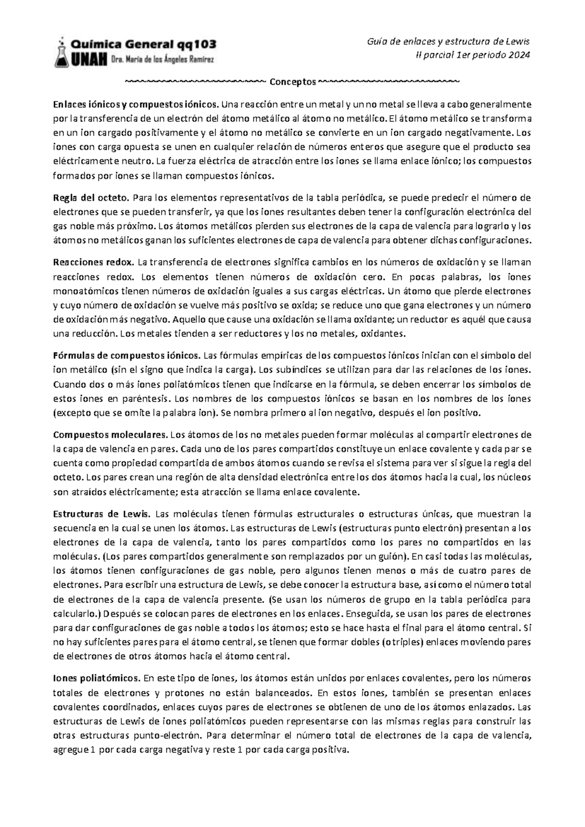 Guia1 2o parcial enlaces y estructura de Lewis 1-2024 - Guía de enlaces ...