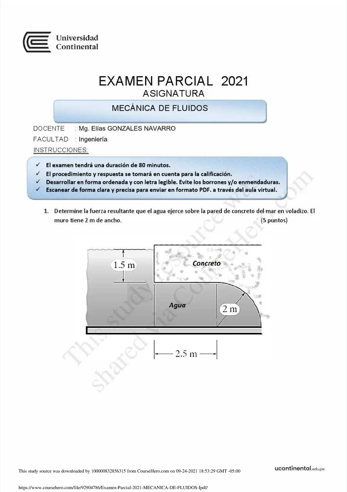 Pdf-examen-parcial-2021-mecanica-de-fluidos-i compress - Mecanica de Fluidos - Studocu