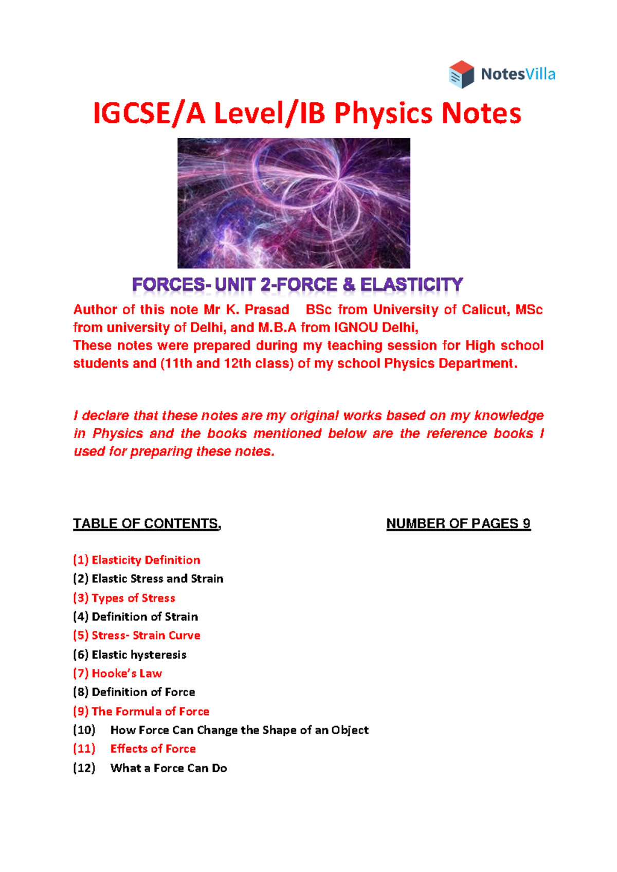 Physics study notes on force unit 2 - IGCSE/A Level/IB Physics Notes ...