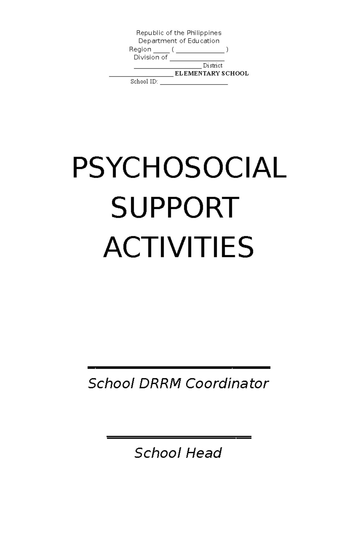 Sample ACR Psychosocial-Support-System - Republic of the Philippines ...