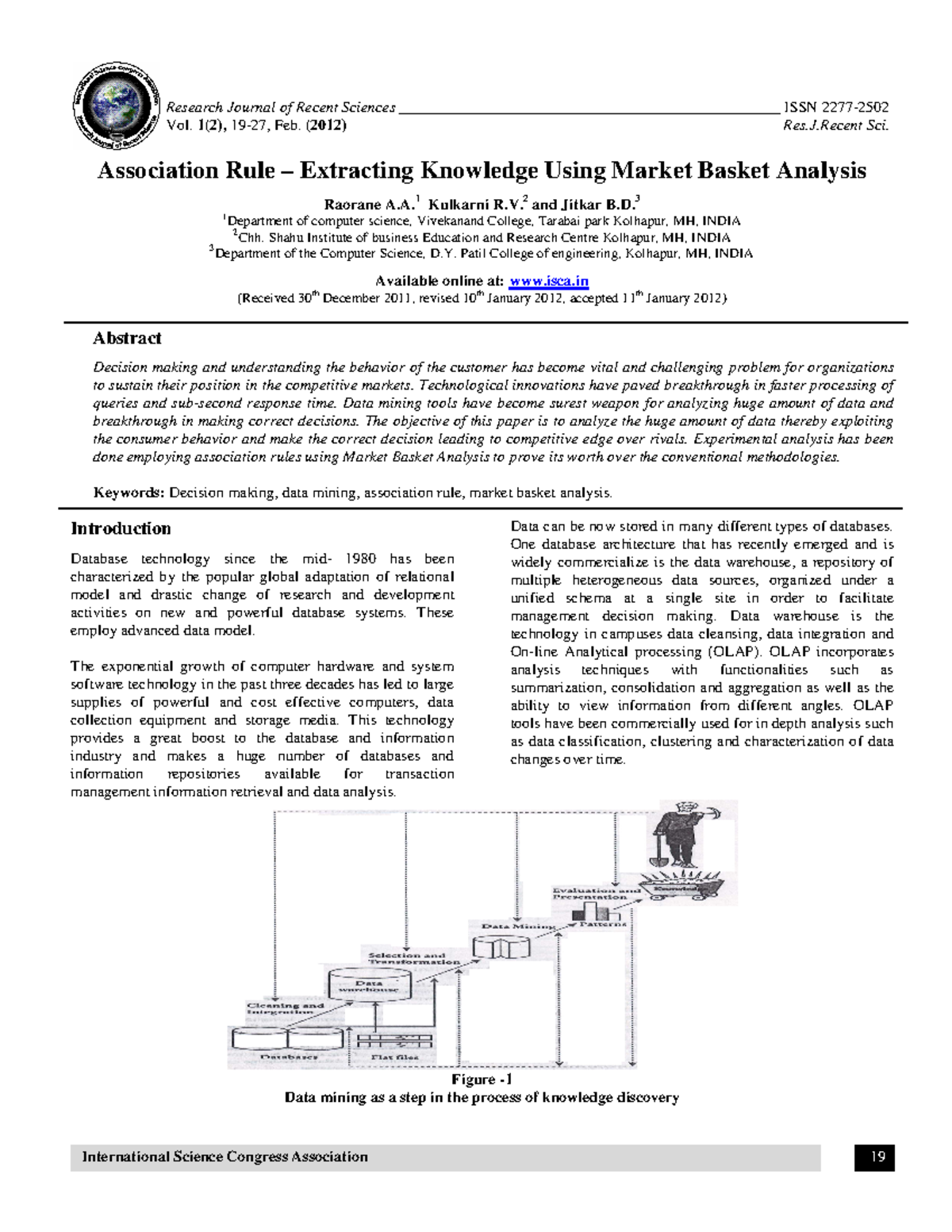 Raorane A Et Al Association Rule Extracting Knowledge Using Market
