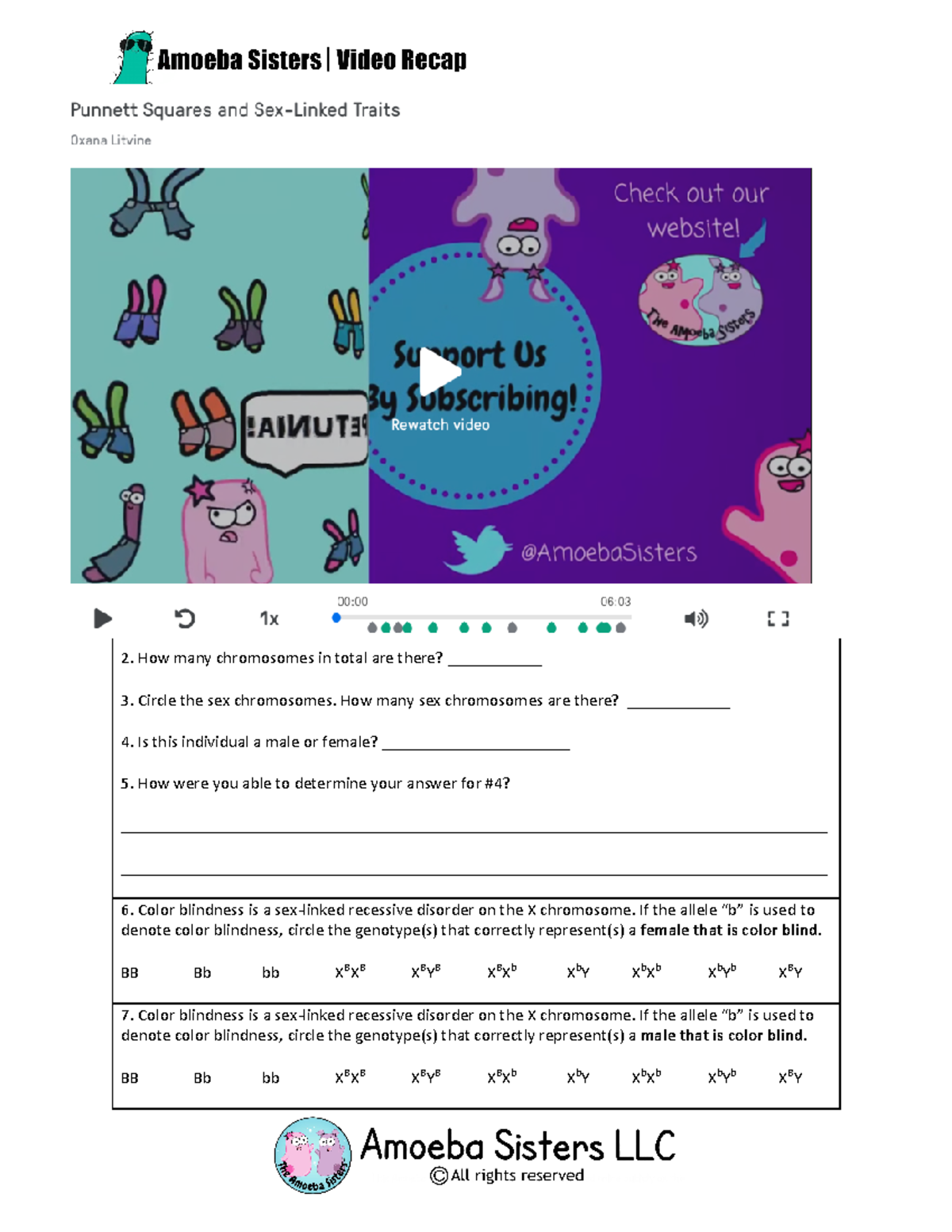 Alivia Anderson - video recap of sex-linked traits by amoeba sisters ...