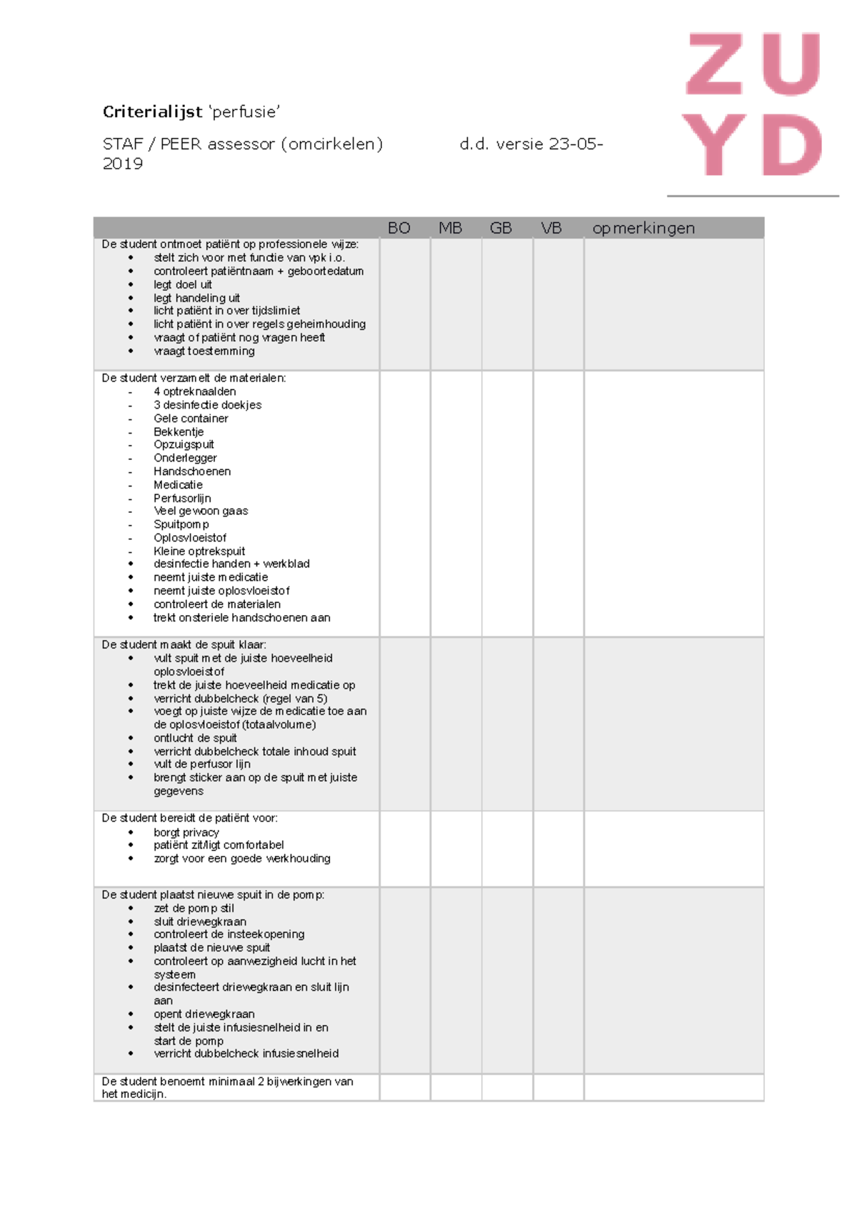 Criterialijst perfusie + stappenplan perfusie - Criterialijst ‘perfusie ...