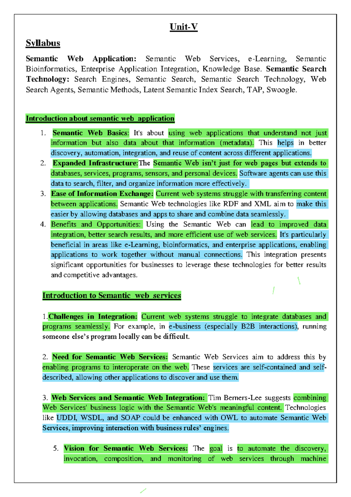 SW Unit-V Notes - Unit-V Syllabus Semantic Web Application: Semantic ...
