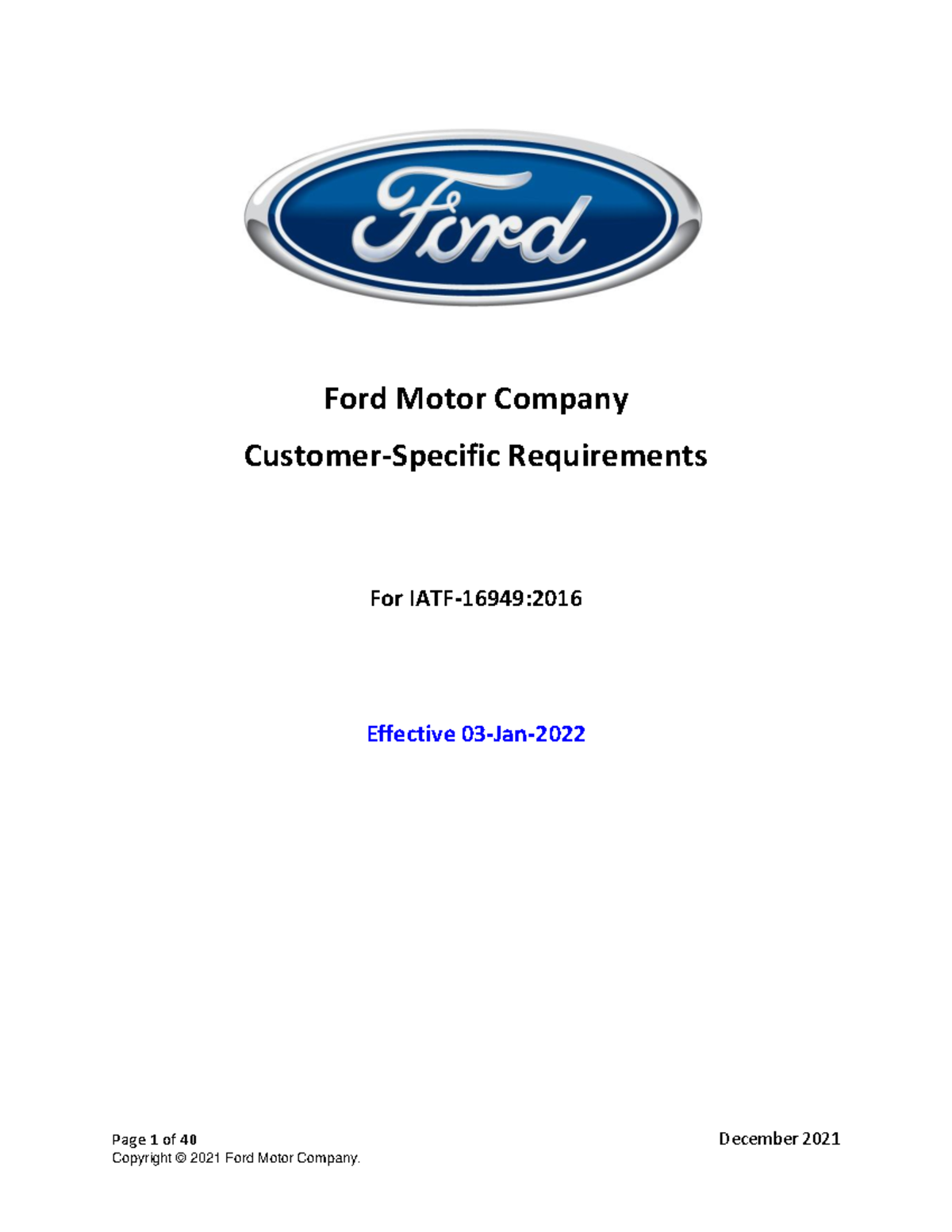Ford-IATF-CSR-6 Dec 2021 - Page 1 of 40 December 2021 Ford Motor ...