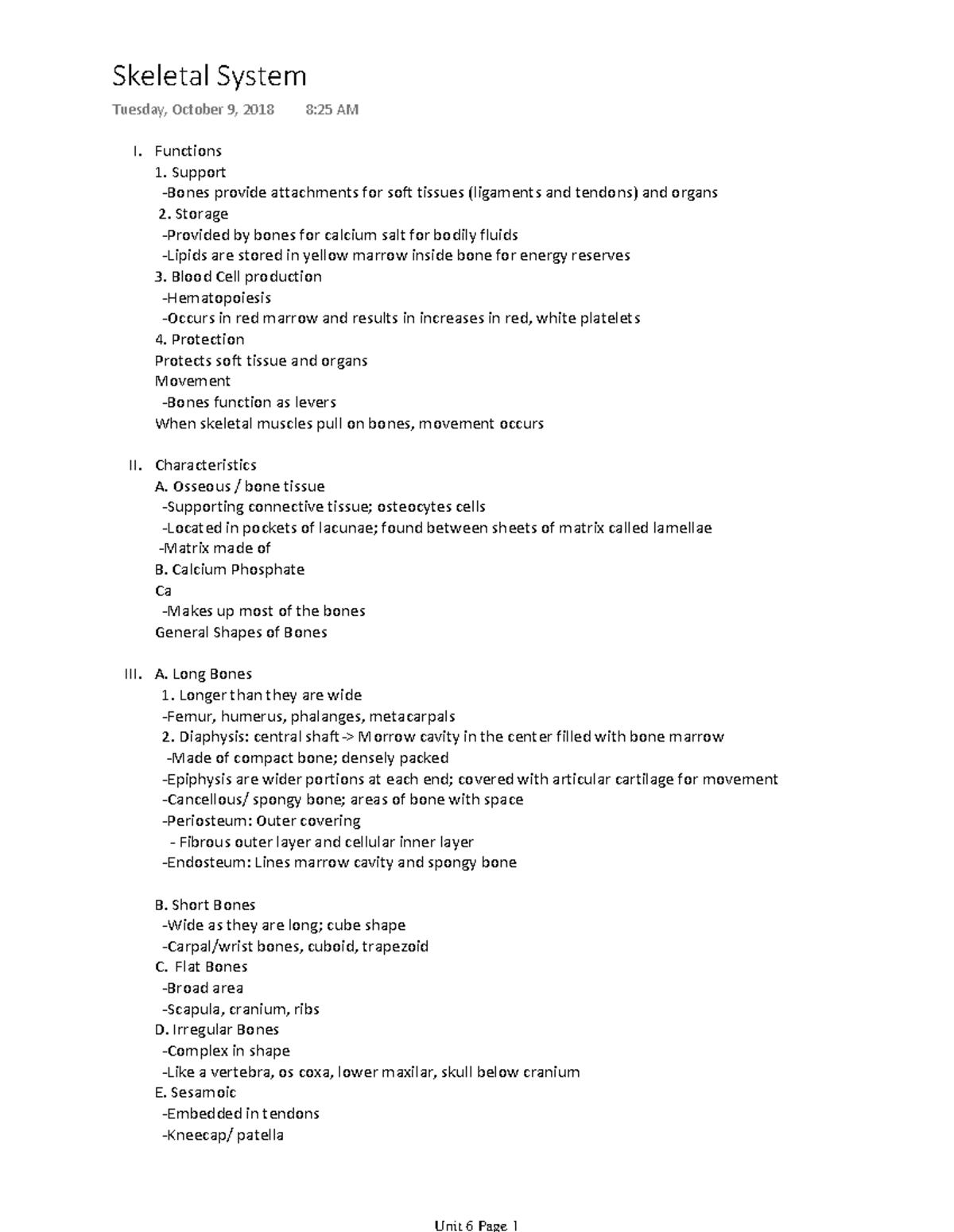 Skeletal System - Warning: TT: undefined function: 32 Functions Support -Bones provide ...