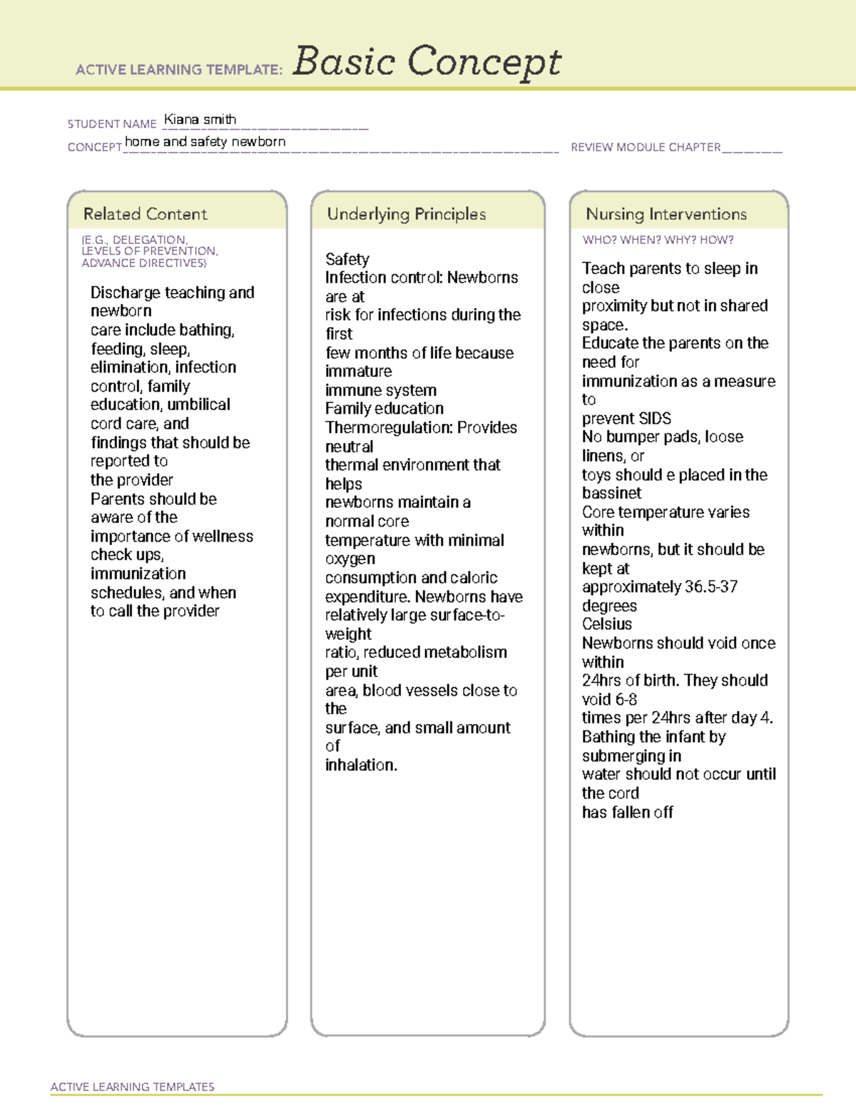 Basic concept newborn safety - ACTIVE LEARNING TEMPLATES Basic Concept ...