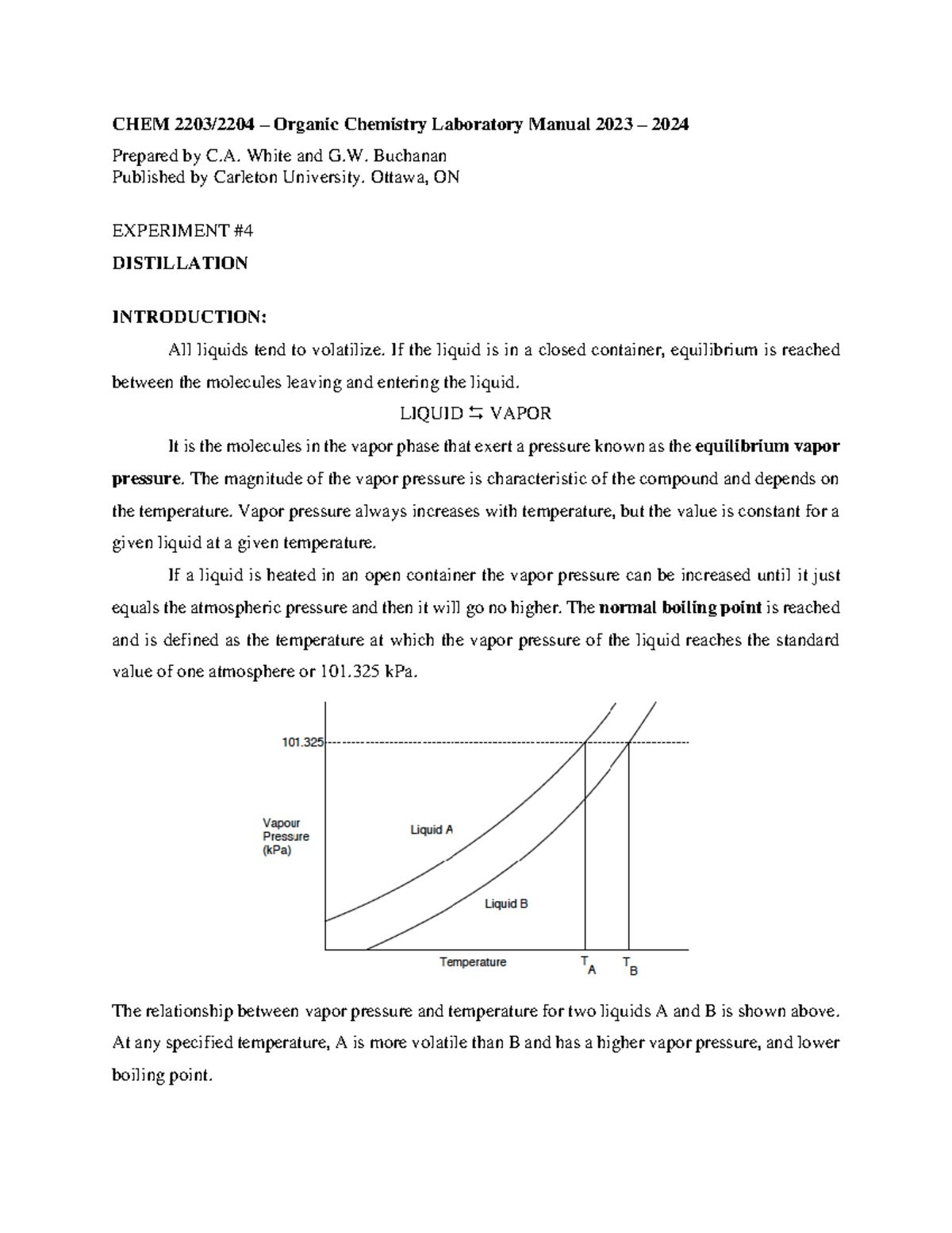 Lab manual 4 Distillation 2023-2024 - CHEM 2203/2204 – Organic ...