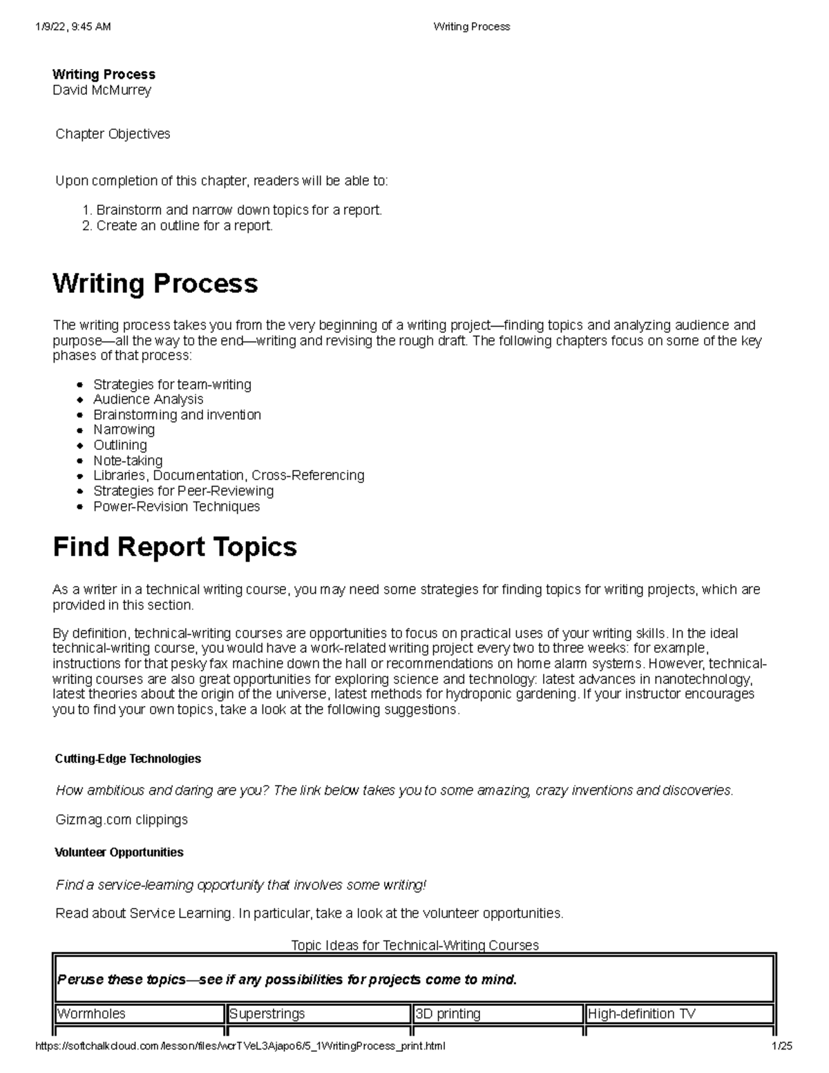 Writing Process - notes - Writing Process David McMurrey Chapter ...
