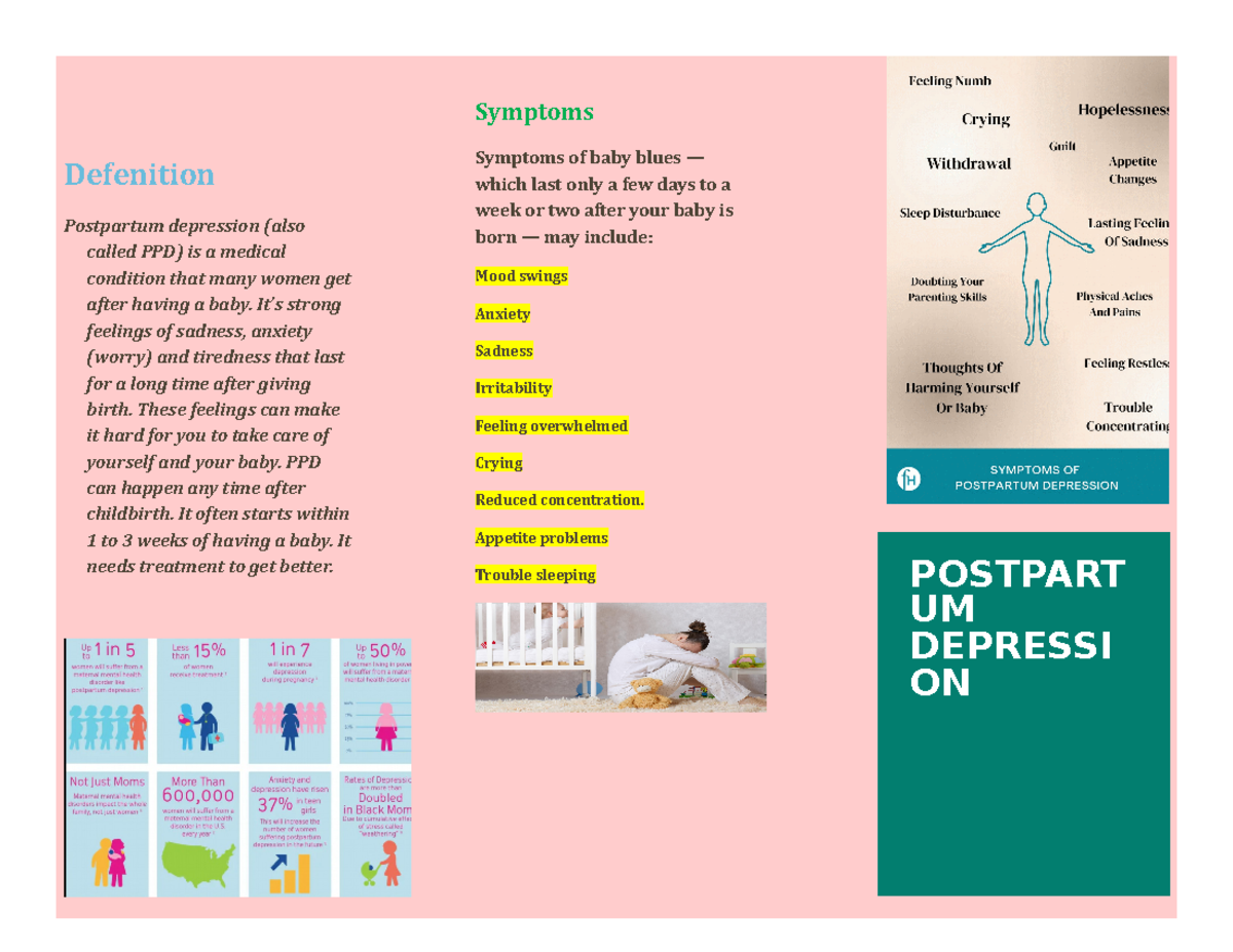 Teaching visual and plan - Defenition Postpartum depression (also ...