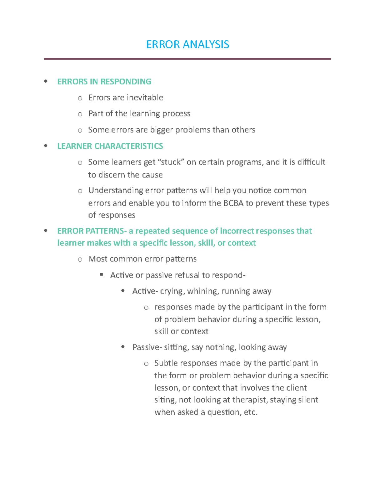 Error Analysis - The following is part of the 40 Hour Course for ...