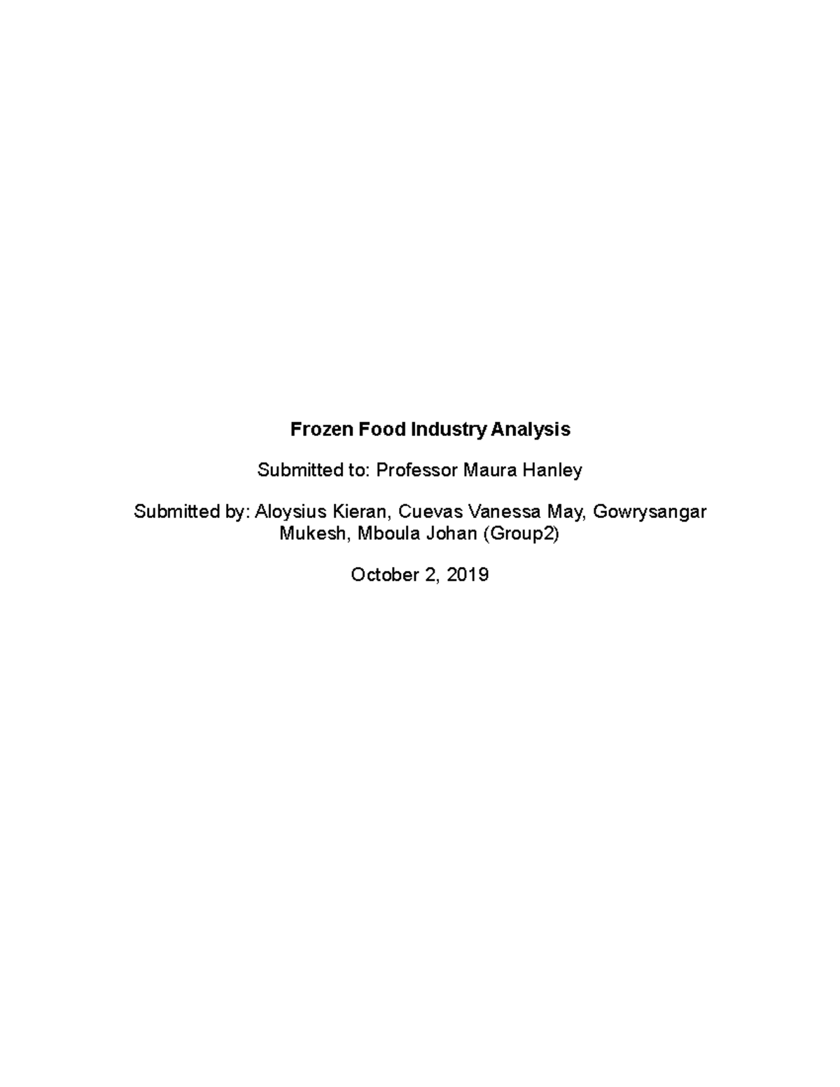 Frozen+Food+Industry+Analysis - Frozen Food Industry Analysis Submitted ...