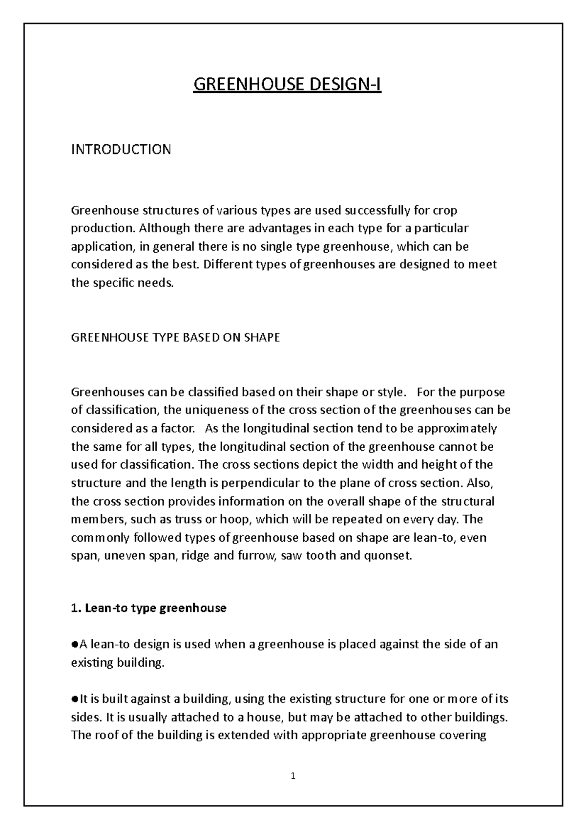 Greenhouse Design - Lecture notes 5-6 - GREENHOUSE DESIGN-I ...
