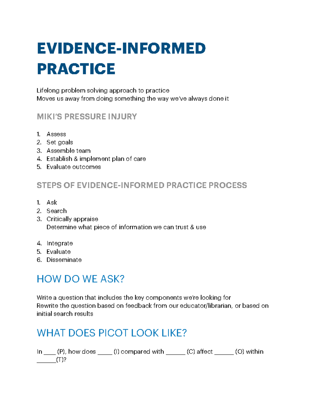 Module 6 - EVIDENCE-INFORMED PRACTICE Lifelong problem solving approach ...