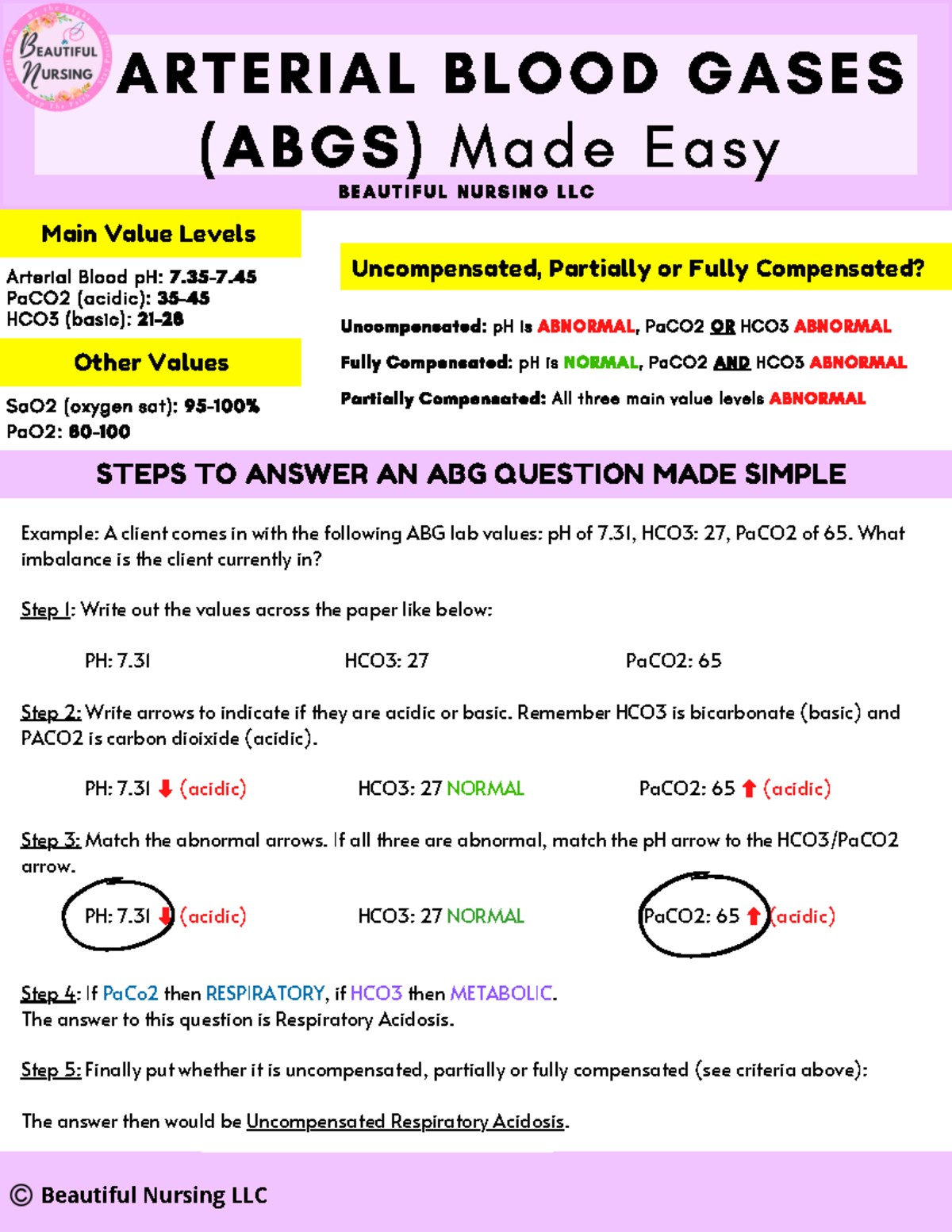 ABGs Made Easy Copyright BN - Example: A client comes in with the ...
