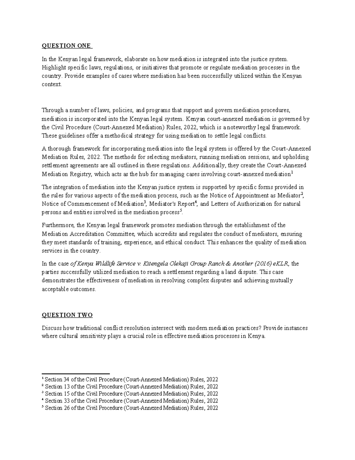 Assigment Three - Practice materials - QUESTION ONE In the Kenyan legal ...