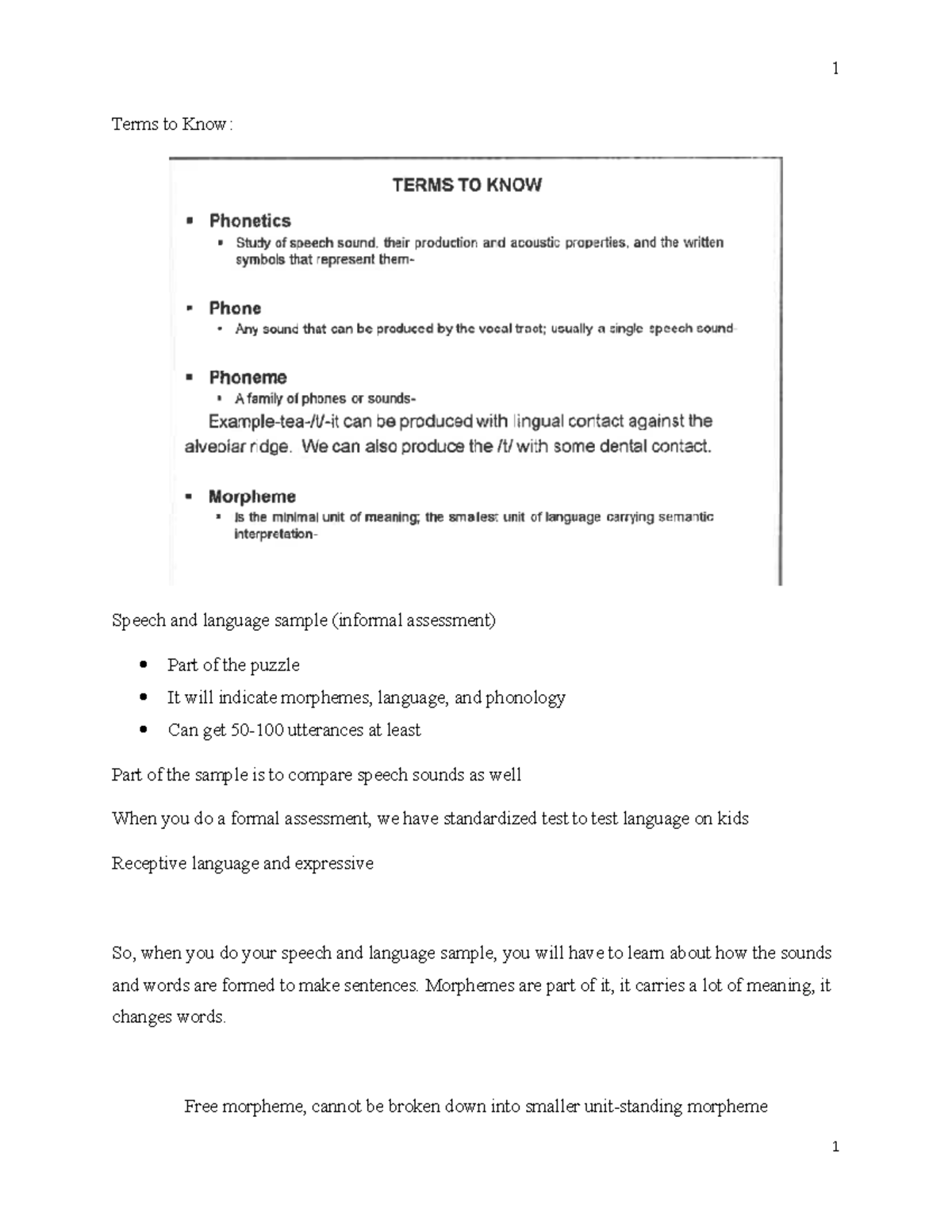 Articulation EXAM 2 First DOC - Terms to Know: Speech and language ...