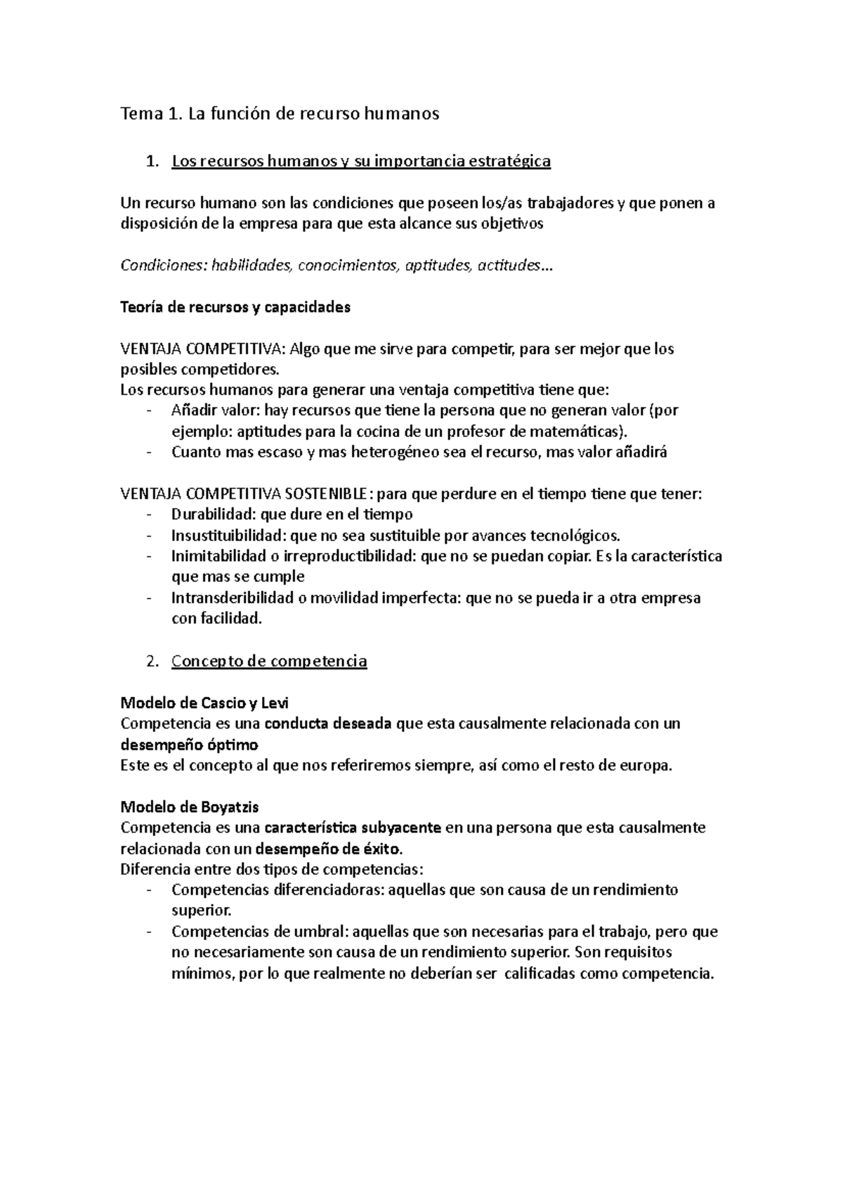 Tema 1. Recursos Humanos - Tema 1. La función de recurso humanos 1. Los recursos humanos y su ...