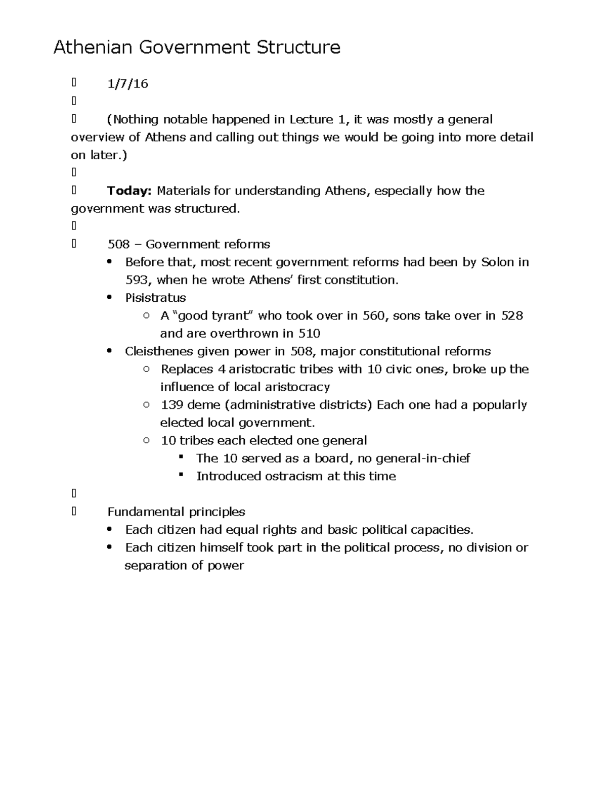 Lecture notes - Ancient Athens - complete- with Robert Wallace ...